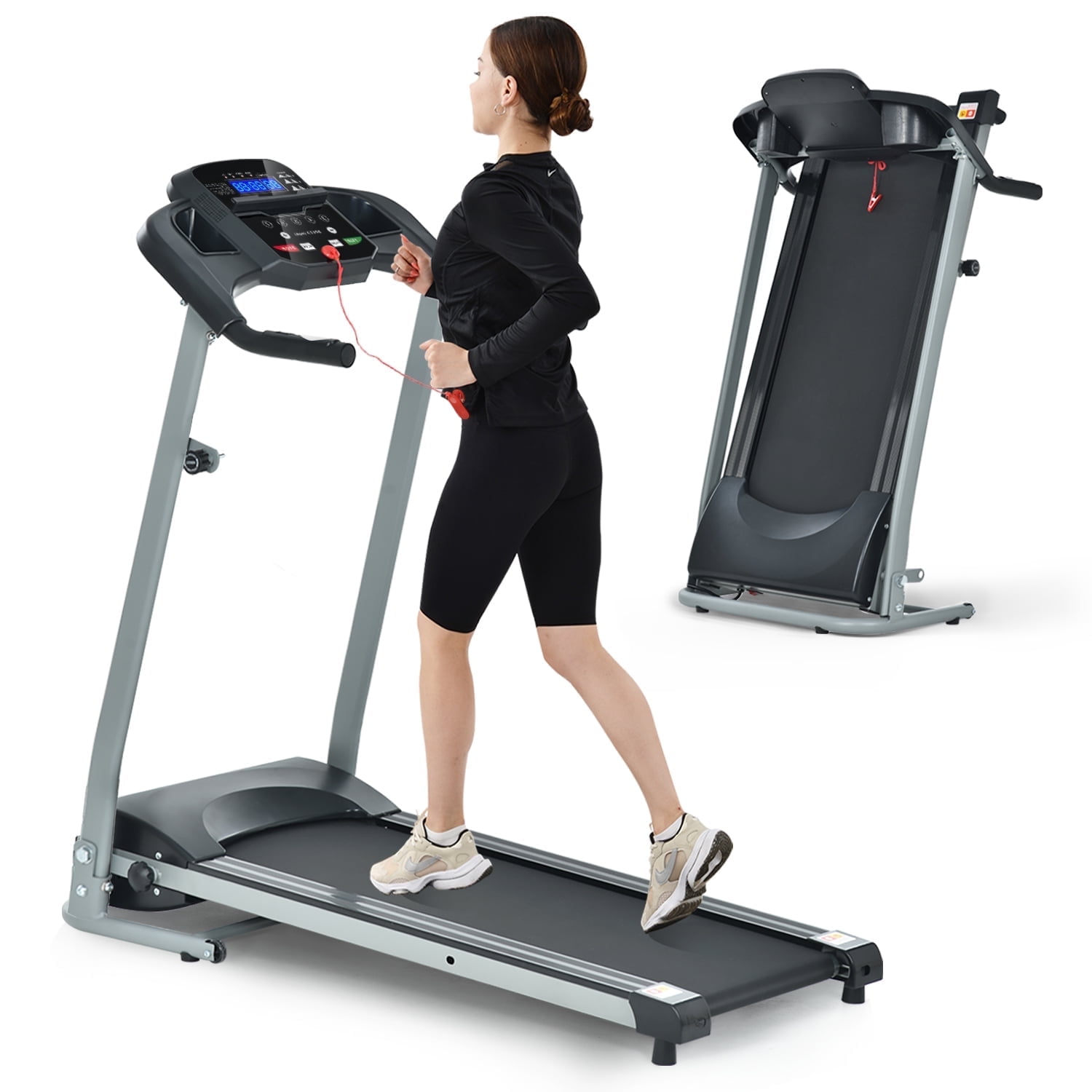 FYC 2.5HP Foldable Treadmill, 265lb Capacity, Heart Rate Sensor, LED ...