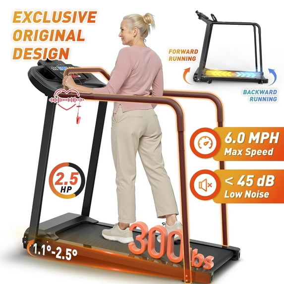 FYC Retro Walking Foldable Treadmill for Seniors with Incline Fitness ...