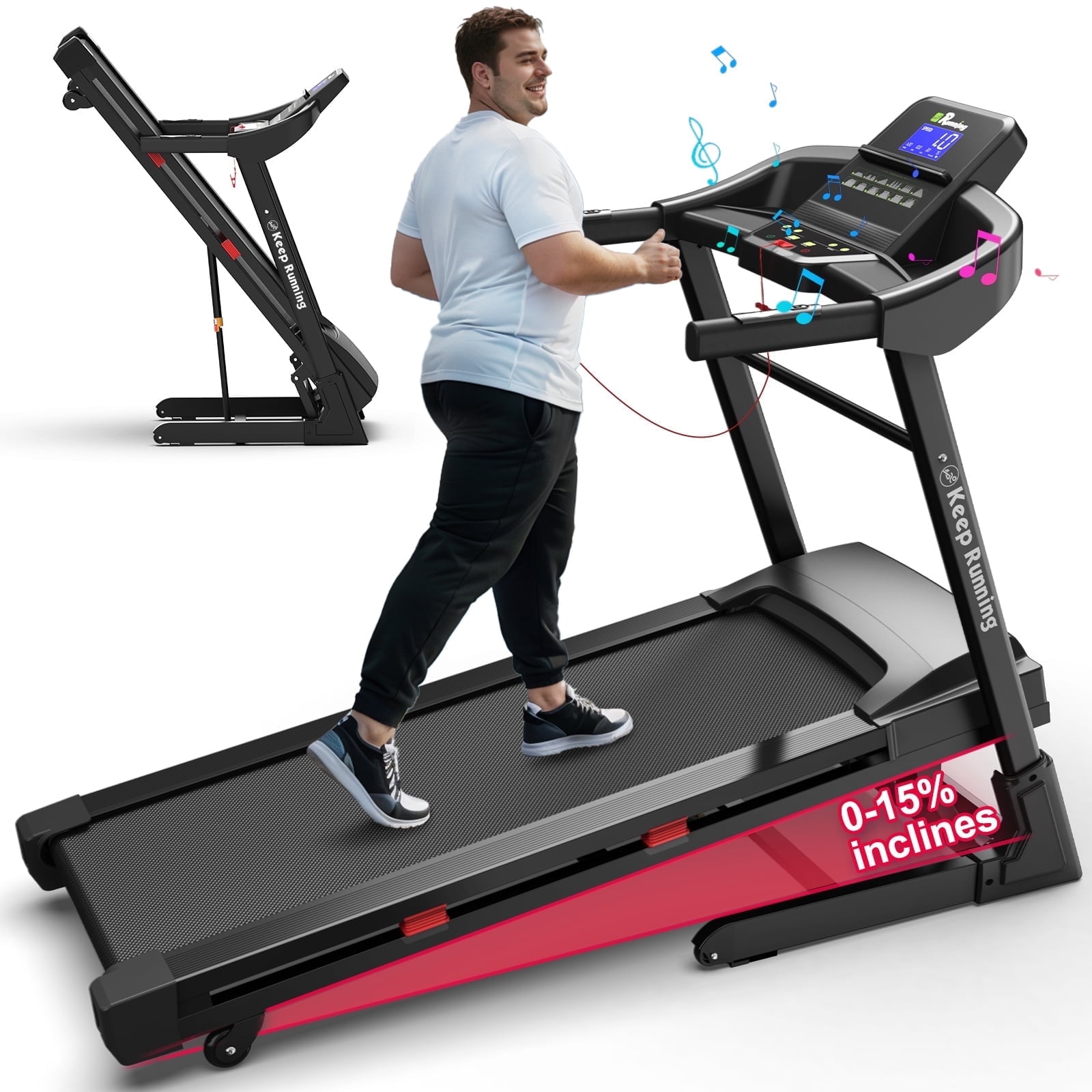 FYC 400LBS Capacity 3.5 HP Treadmill with 15% Auto Incline for Home ...