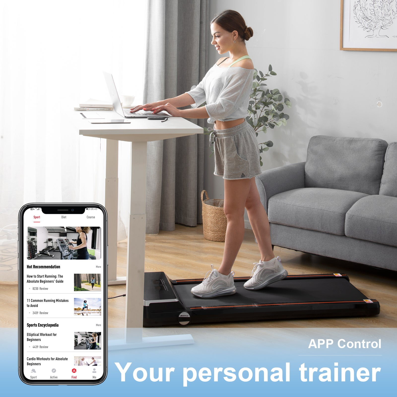 FYC Under Desk Treadmill 2.5HP Slim Walking Treadmill 265LBS - Electric ...