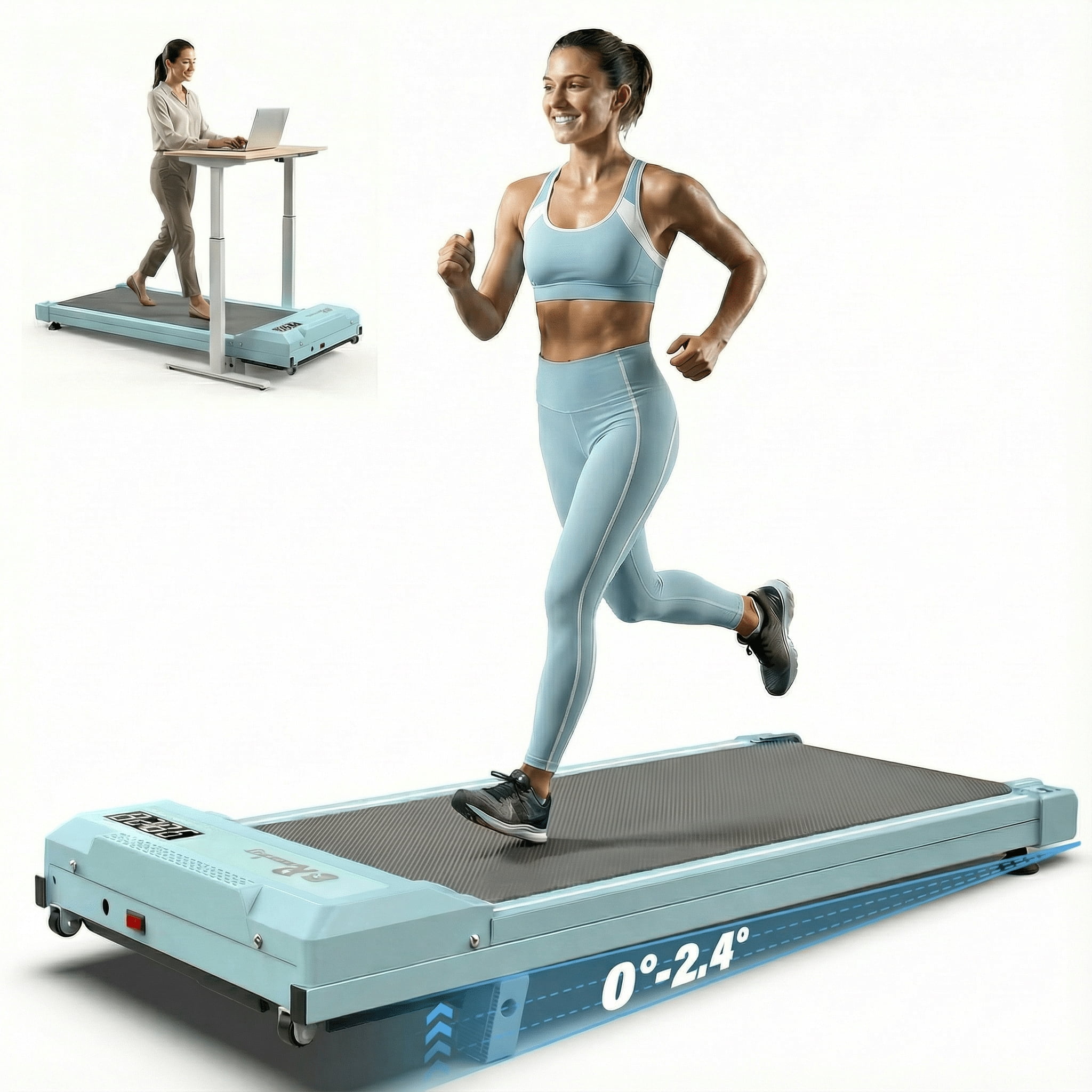 FYC Walking Pad Treadmill with Incline - 4 in 1 Under Desk Home ...