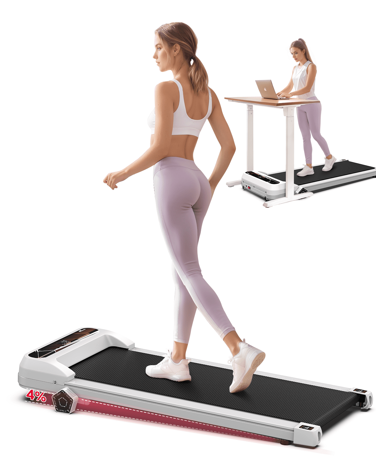 Fyc Walking Pad Under Desk Treadmill With Incline Bluetooth 2 In 1