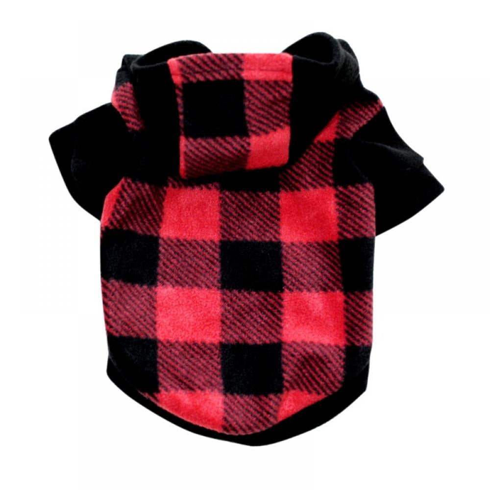 FYCONE Dog Fleece Plaid Clothes Lightweight Puppy Hoodie Coat Pet ...