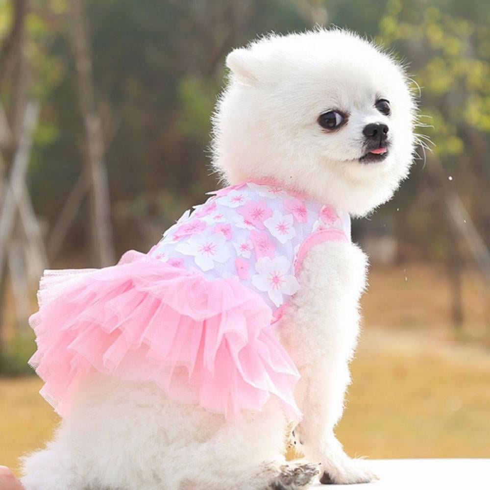 FYCONE Pet Dog Dress, Summer Princess Dresses, Floral Gauze Dog Vest ...