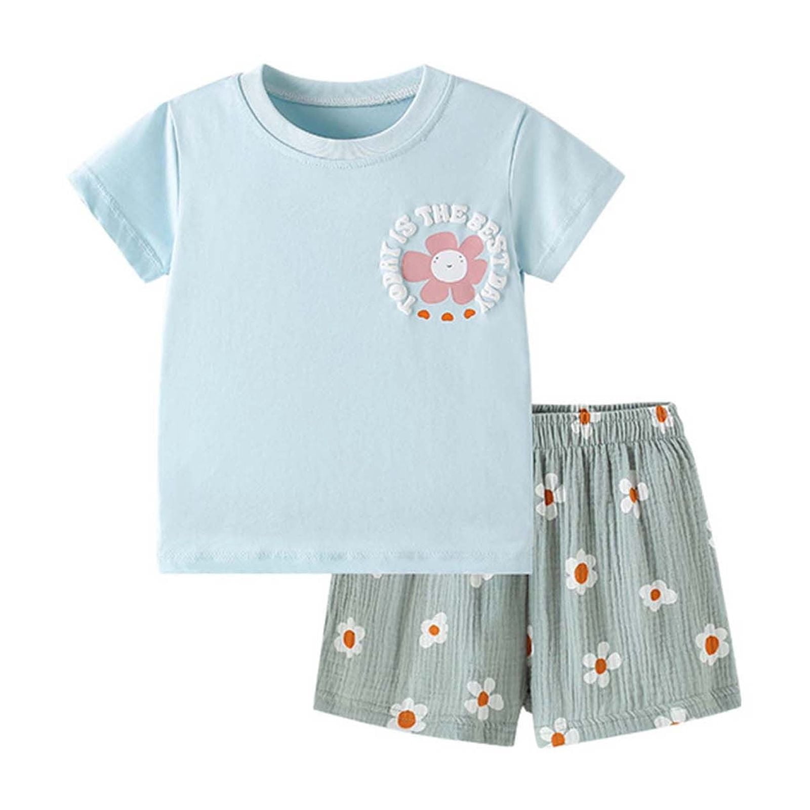 FYDUU Baby Boy Summer Clothes Toddler Letter Print Short Sleeve Round ...
