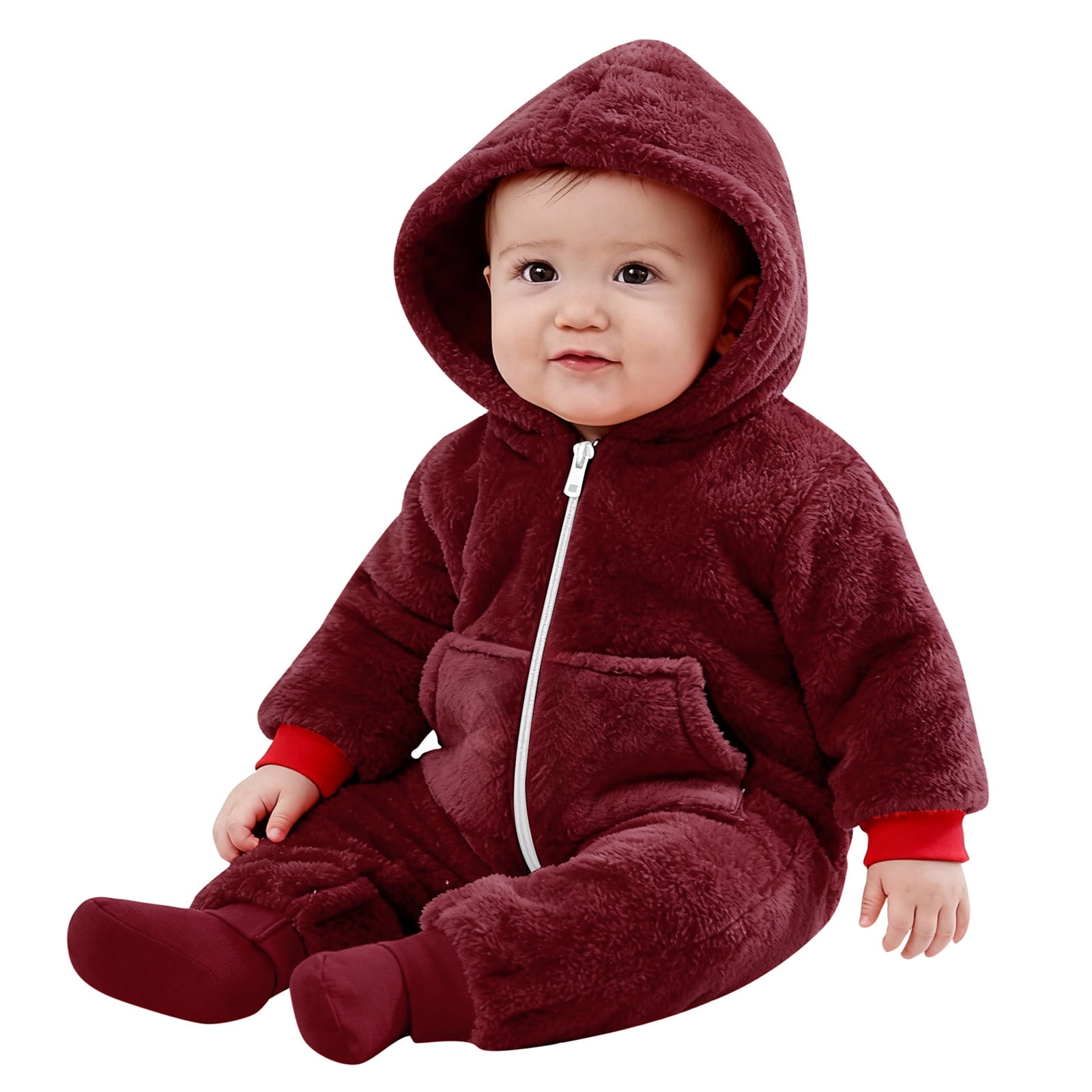 FYDUU Baby Boys Girls Snowsuit Soft Infant Winter Warm Coat Fleece ...