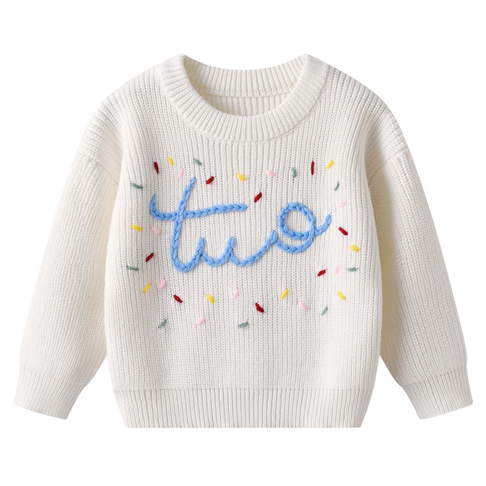 FYDUU Baby Toddler Girls Sweaters Embroidered Colorful Dots Knit ...