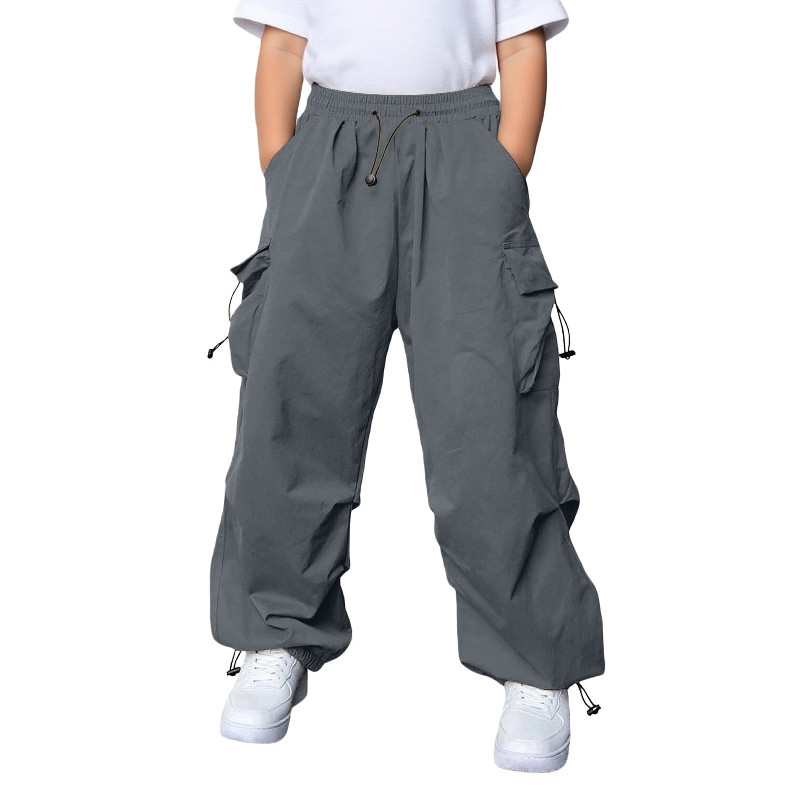 FYDUU Boy's Cargo Pants With Multiple Pockets Casual Trousers For ...