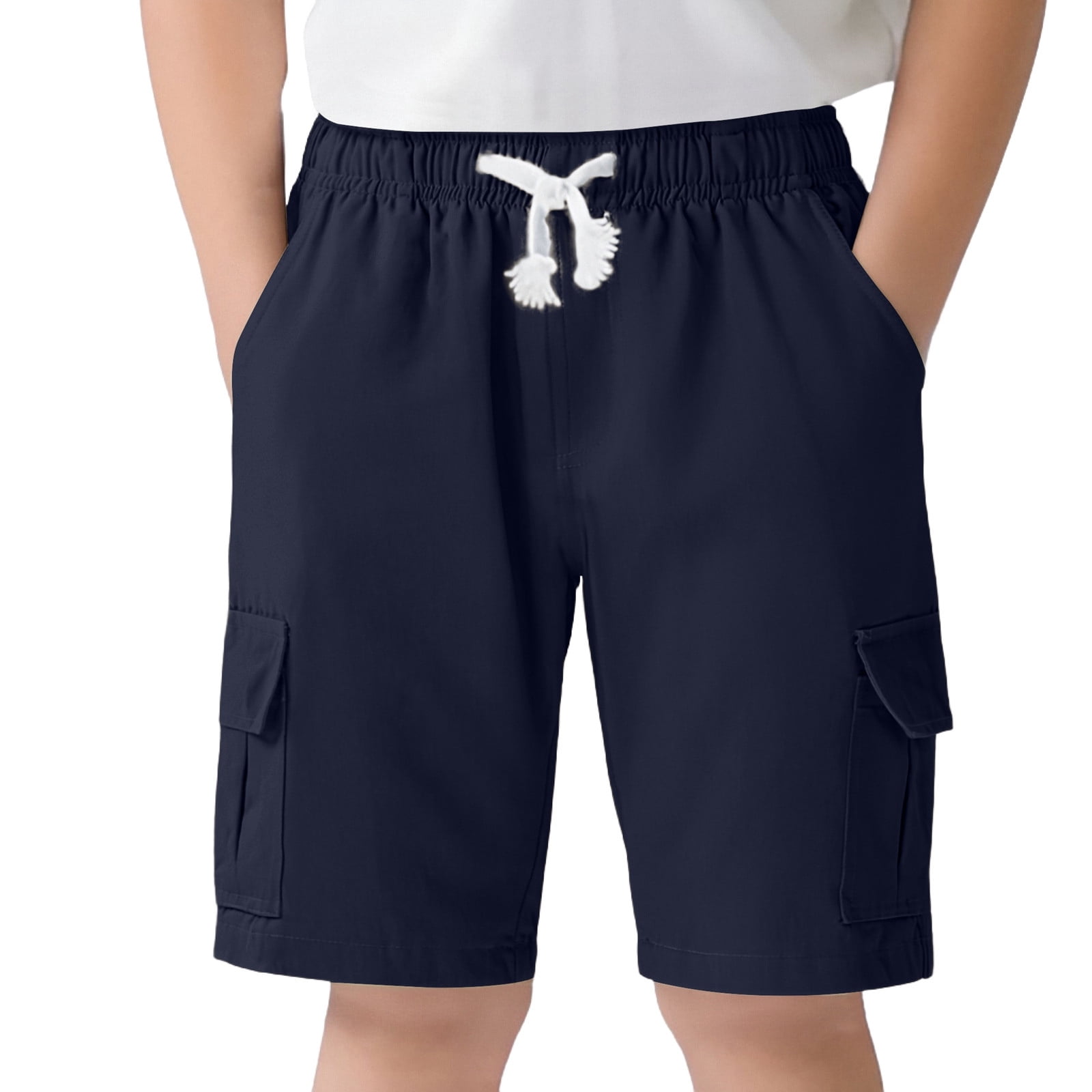 FYDUU Boys School Uniform Shorts Kids Boys Girls Drawstring Cargo ...