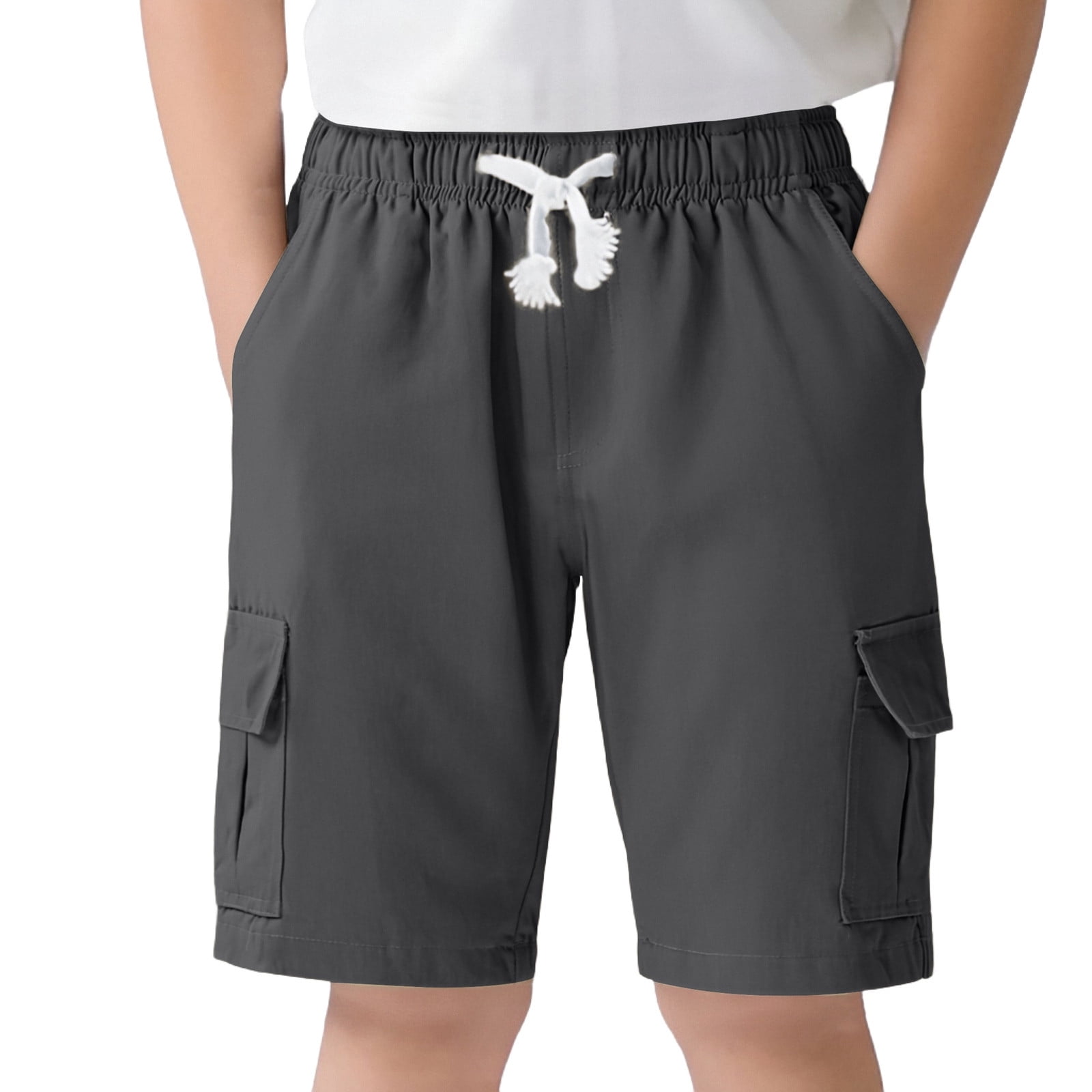 FYDUU Boys School Uniform Shorts Kids Boys Girls Drawstring Cargo ...