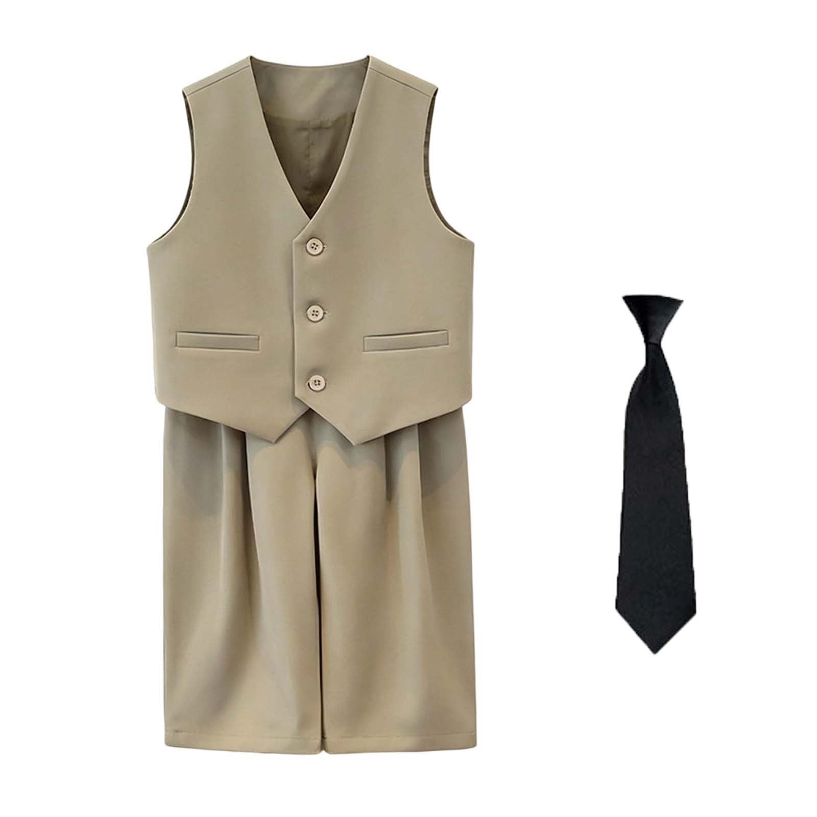 FYDUU Boys Suit Dress Clothes Stylish Toddler Kids Summer Sleeveless 3 ...