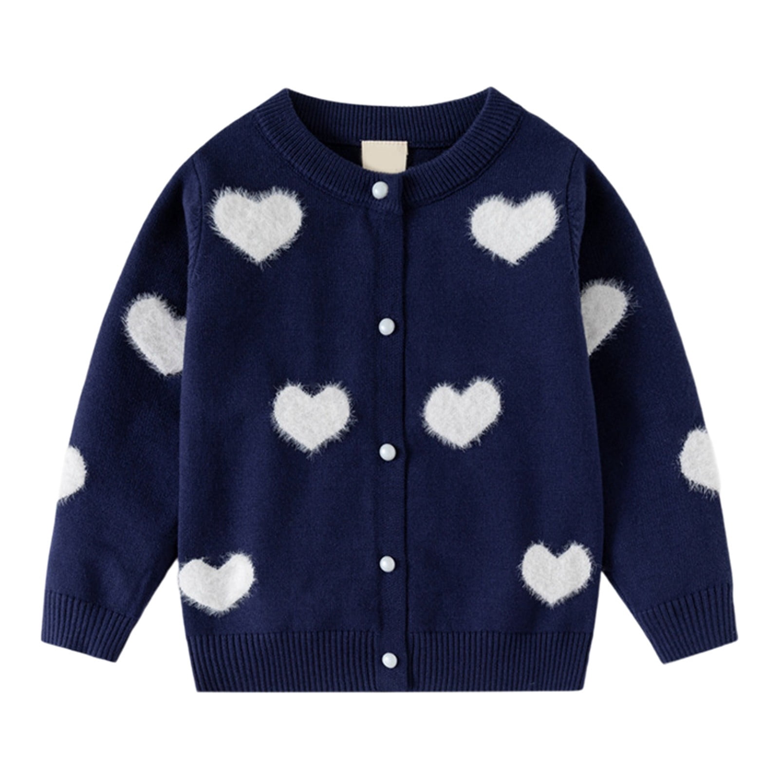 FYDUU Children Girls Cardigan Sweater Long Sleeve Cute Heart Graphic ...