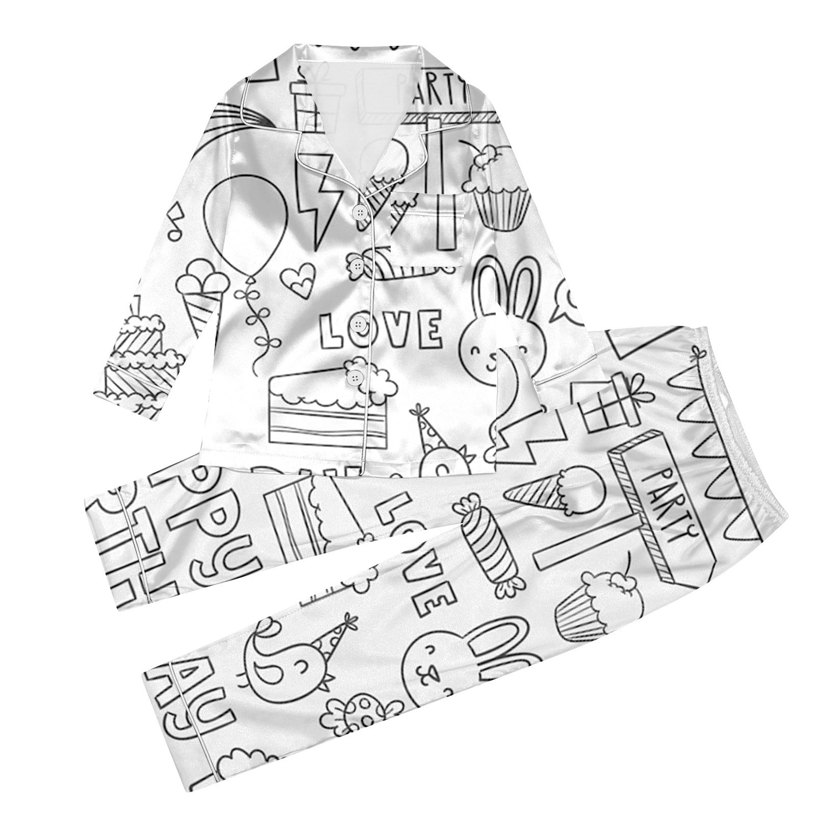 FYDUU Coloring Pajamas For Kids Girls Silk Pajamas Kid DIY Hand Painted ...