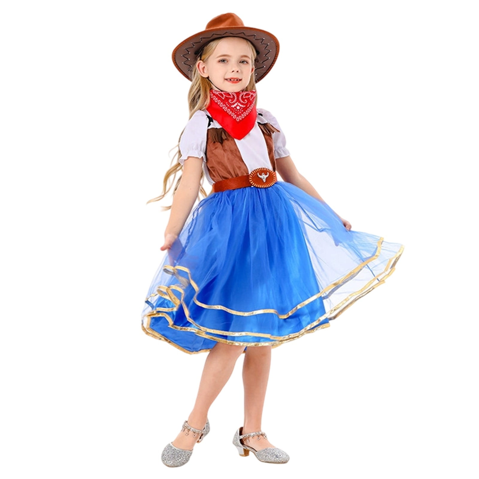 FYDUU Cowgirl Outfits For Girls 4Pcs Set Toddler Kids Birthday Halloween Party Dress Up Outfit ...