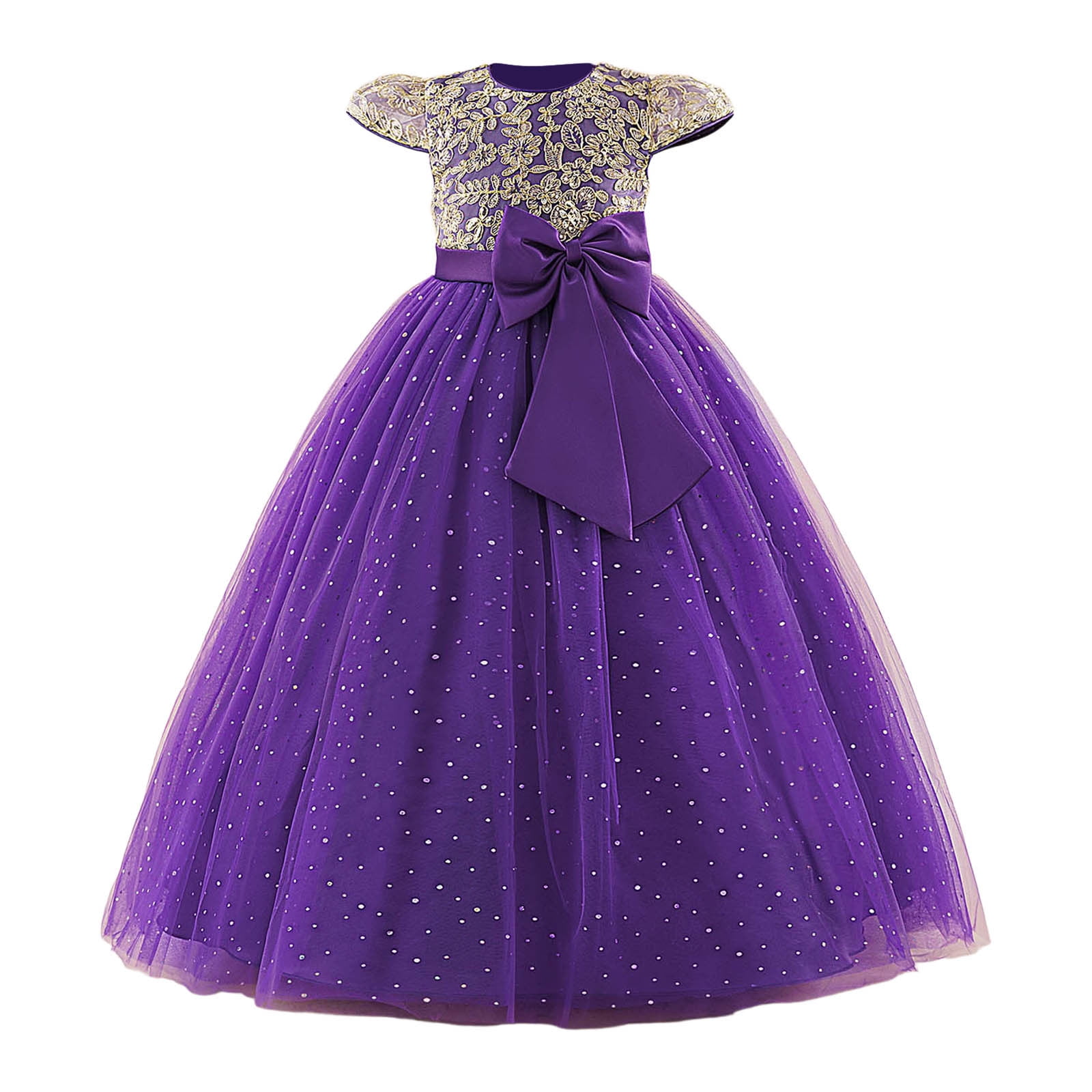 FYDUU Flower Girls Sequin Dress Formal Pageant Tulle Birthday Party ...