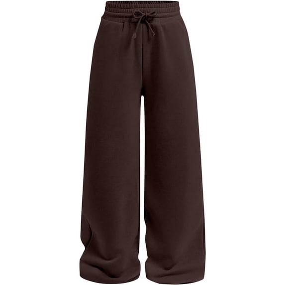 FYDUU Girls Casual Pants Elastic Waist Joggers Wide Leg Sweatpants ...