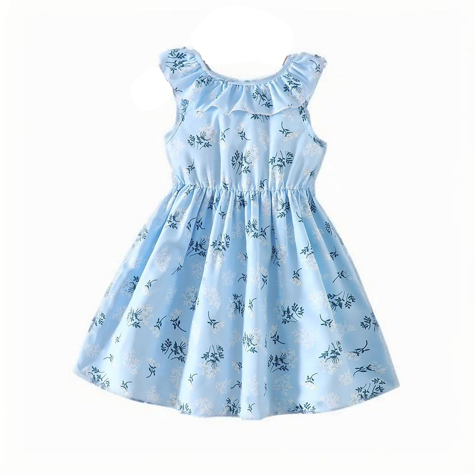 FYDUU Girls' Casual Sundress Girl Sun Dress Floral Seaside Beach Dress ...