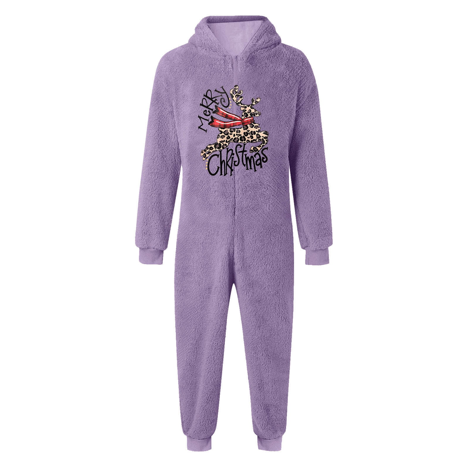 FYDUU Girls Fleece Zip Up Jumpsuits Cozy Cartoon Print Hooded Jumpsuit ...