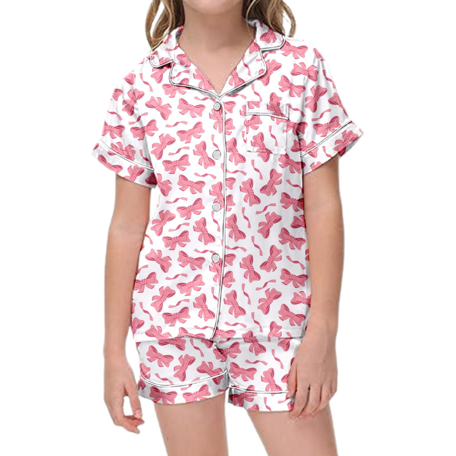 FYDUU Girls Pajamas Sets 2 Piece Christmas Cute Bow Pajamas For Girls ...