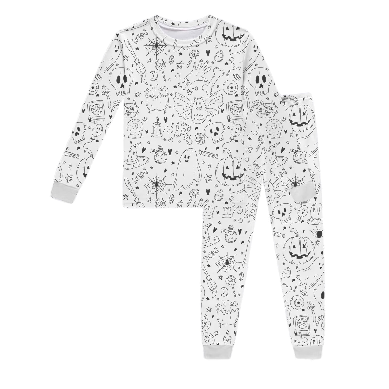 FYDUU Girls Satin Silk Pajamas Set Halloween Pajama Sets Kids DIY Hand ...
