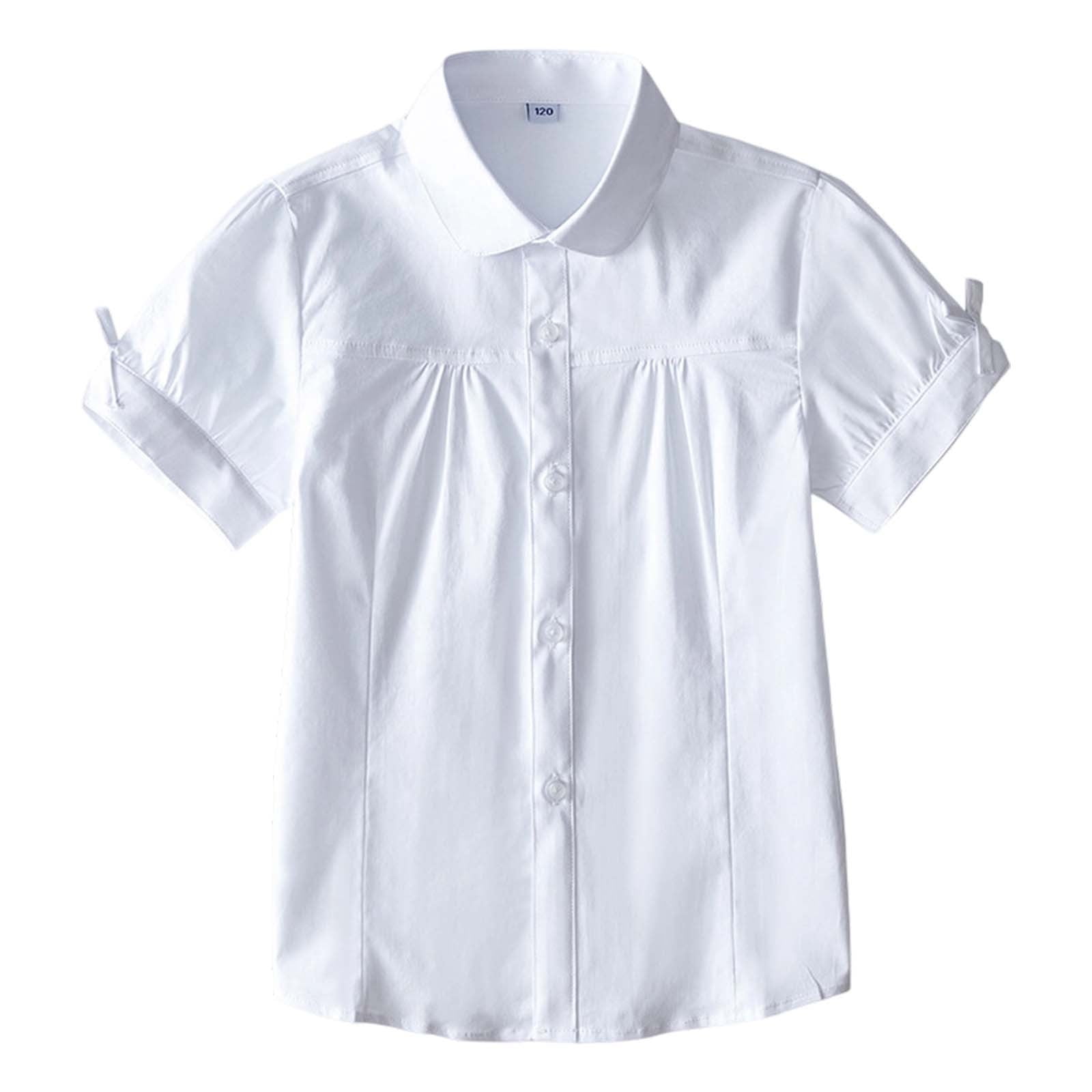 FYDUU Girls Short Sleeve Button Down Shirts School Uniform Tops Peter ...