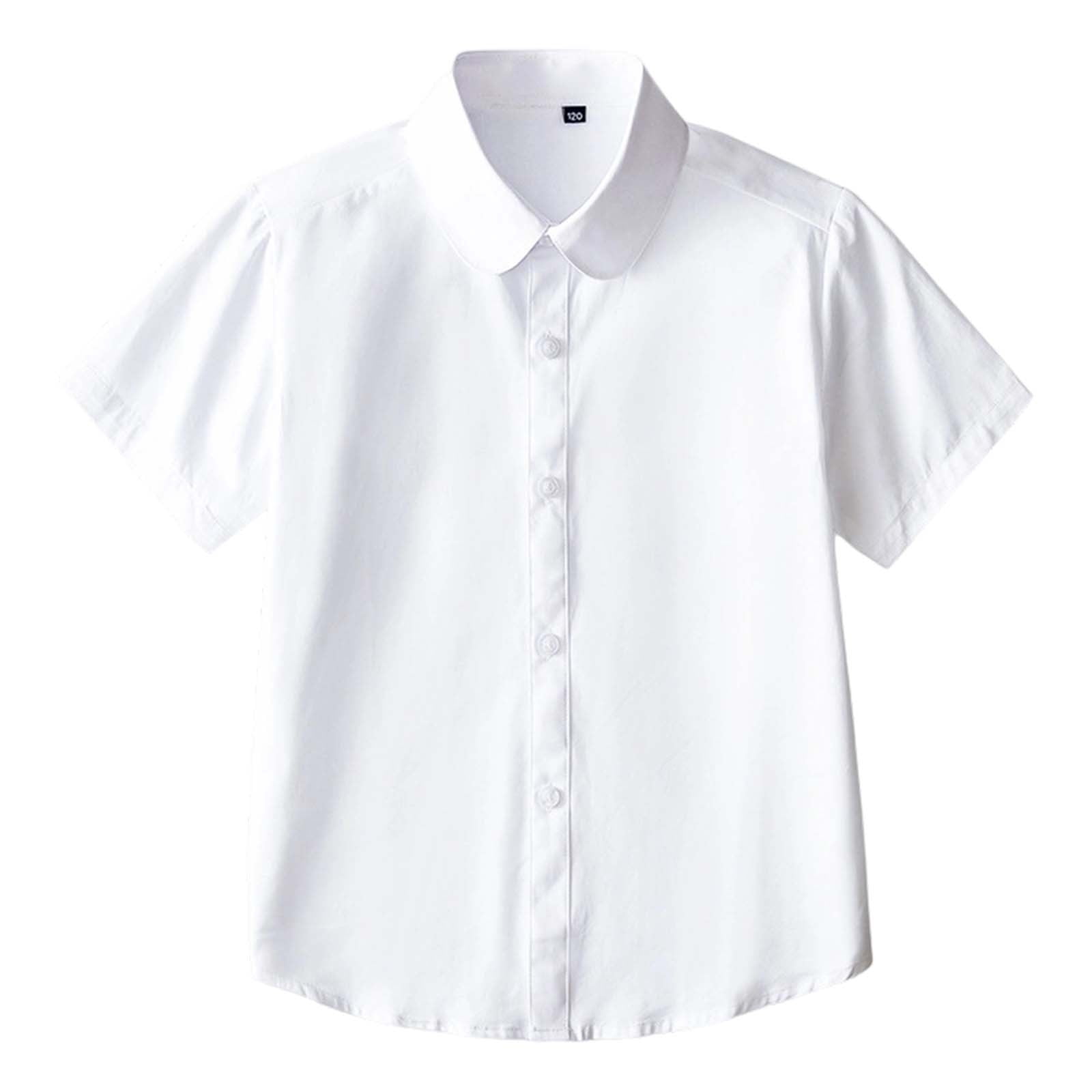 FYDUU Girls Short Sleeve Button Down Shirts School Uniform Tops Peter ...