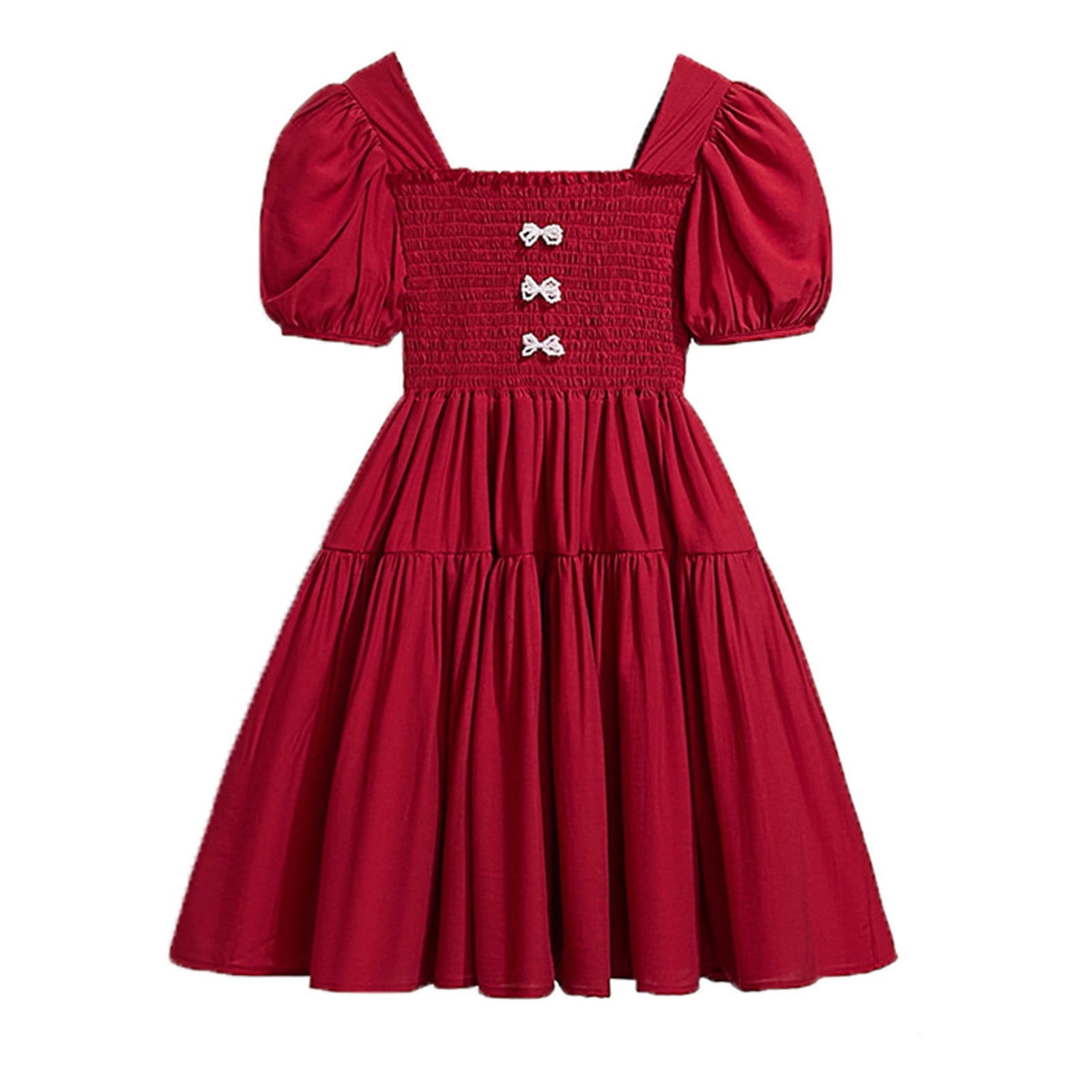 FYDUU Girls Summer Dresses Girls Dress Tween Boho Flutter Sleeve Tiered ...