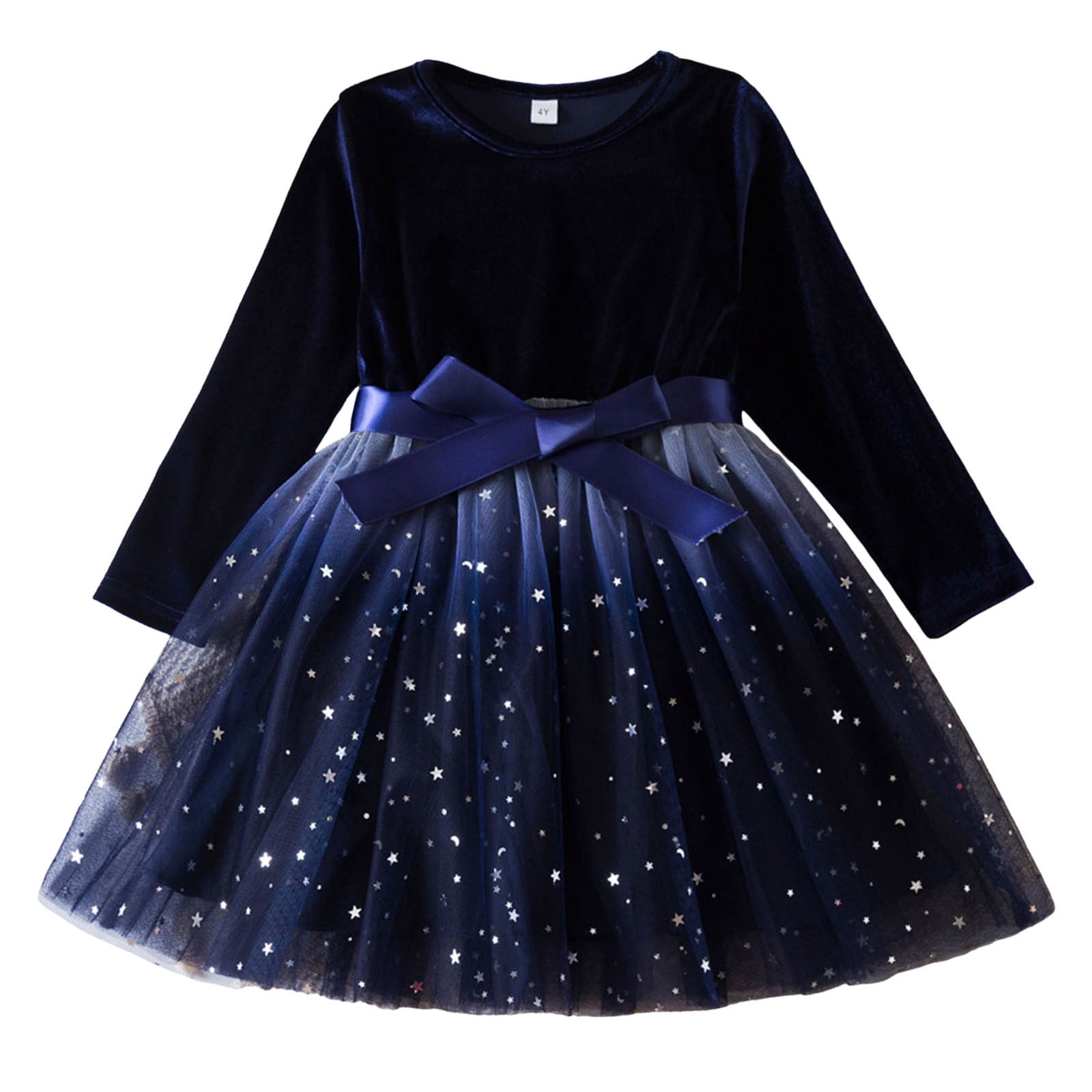 FYDUU Girls Tulle Dresses Toddler Girl Long Sleeve Dress With Bow Tie ...