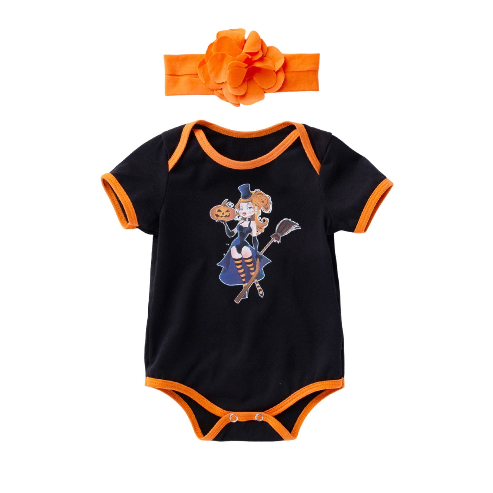 FYDUU Halloween Baby Girl Bodysuits Onesies One-Pieces 2 Piece Set Short Sleeve Romper With ...