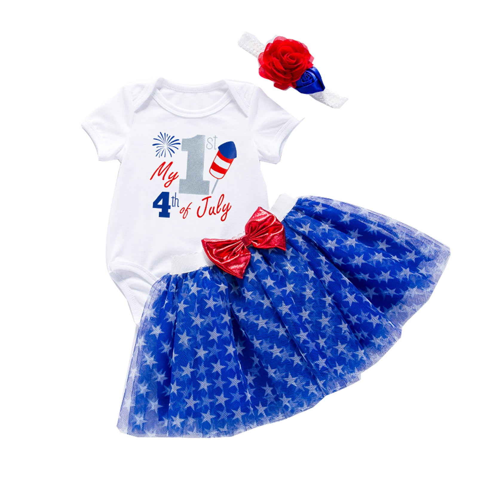 FYDUU Infant Baby Girl Clothes Romper Skirts Set Independence Day ...