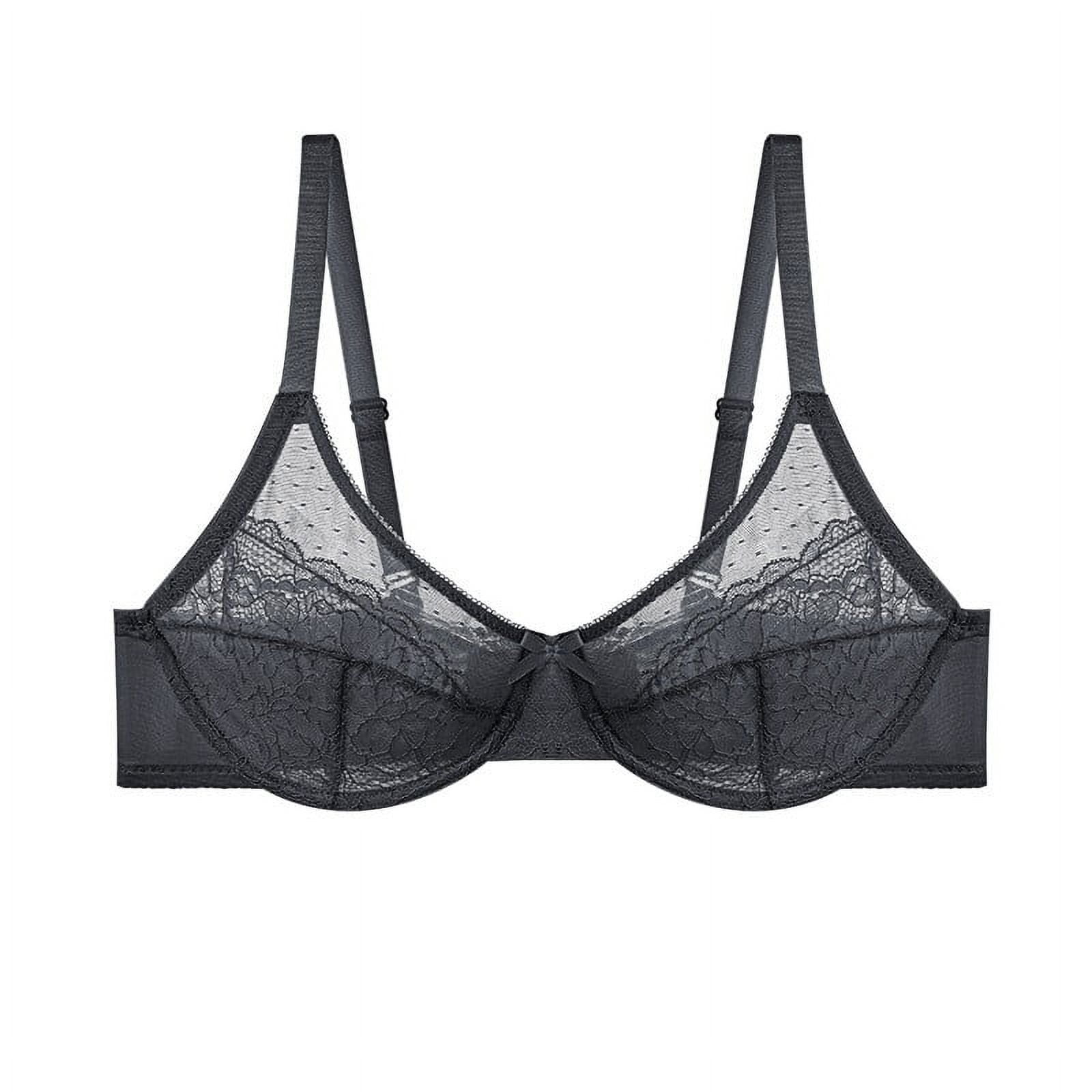 FYDUU Lace Bra For Women Bra No Underwire Thin Mesh Gathered Bras Full ...