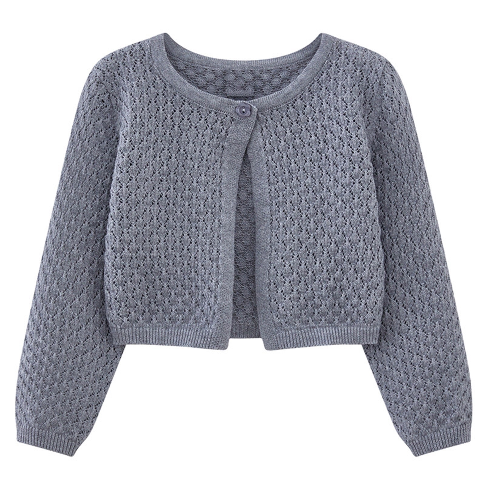 FYDUU Little Girls Knit Cardigan Summer Lightweight Lace Round Neck ...