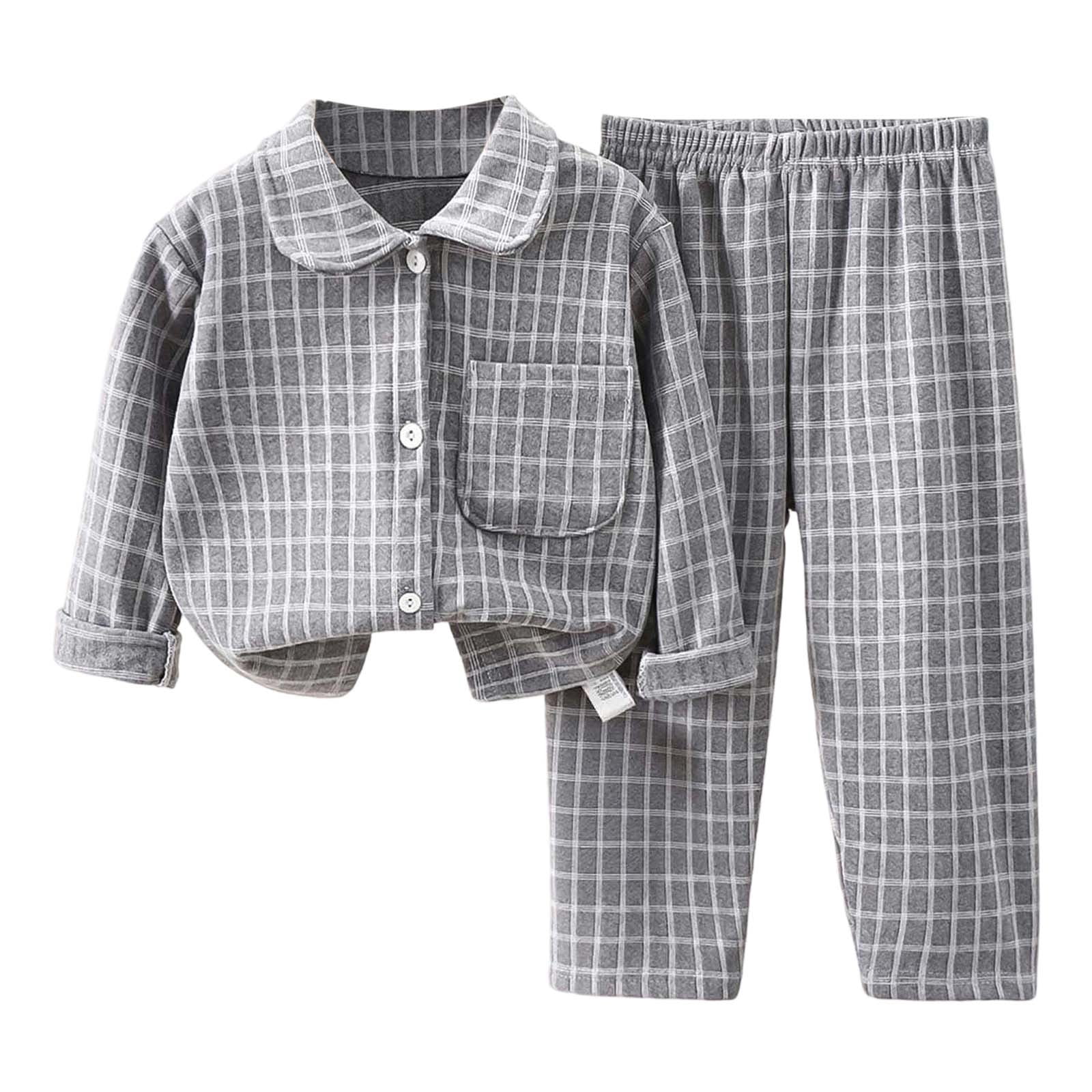 FYDUU Little Girls Outfits & Sets Soft Lined Collar Kids Pajama Set ...