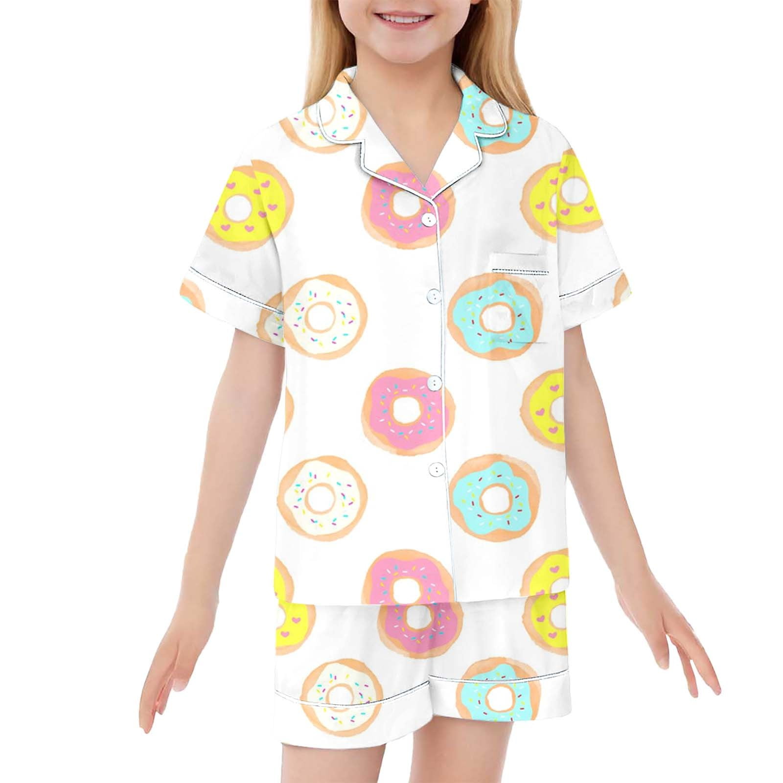 FYDUU Little Girls Summer Pajamas 2 Piece Set Kids Graphic Print Short ...