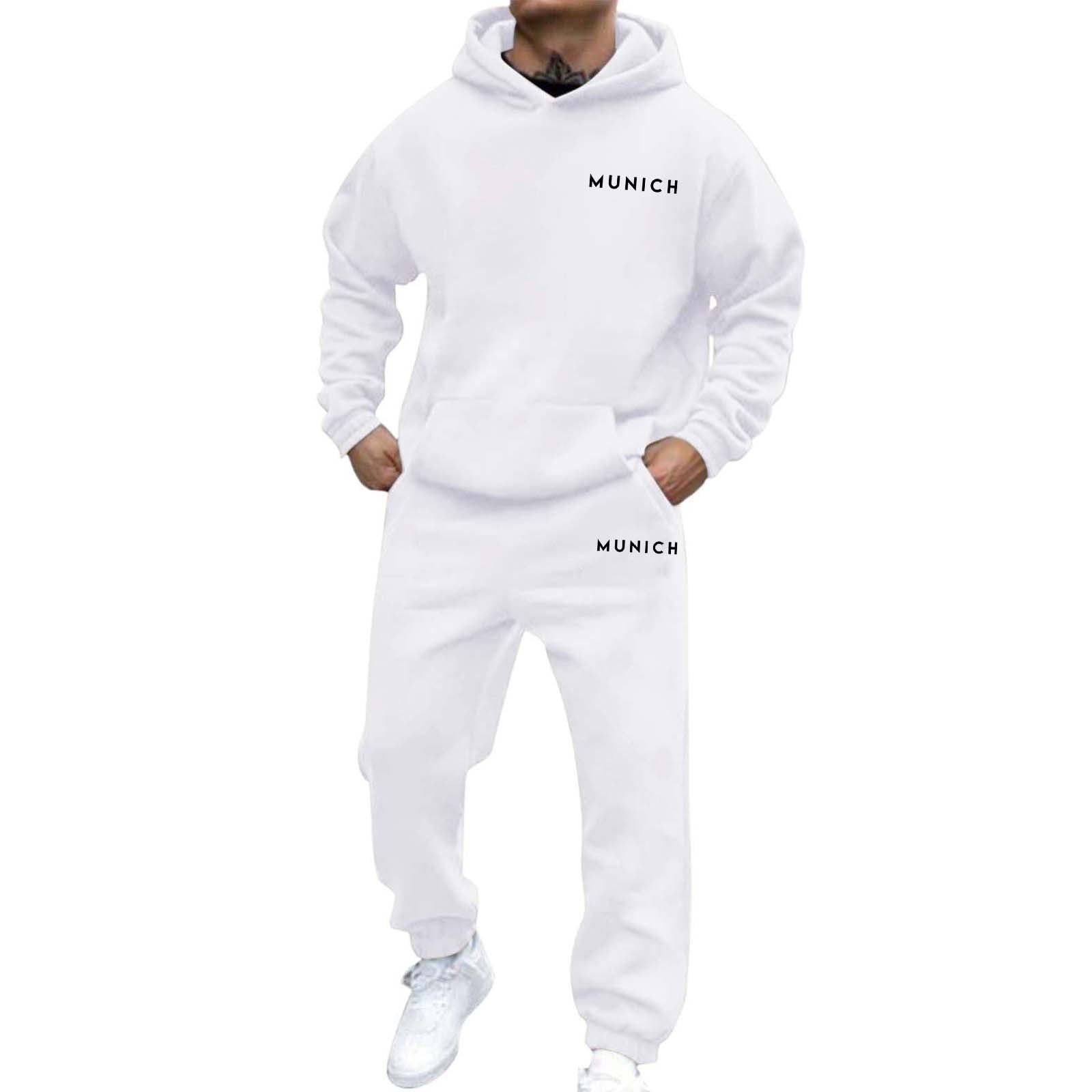 FYDUU Men's Relaxed Fit Sweatsuit Set Mens Tracksuit 2 Piece Outfits ...