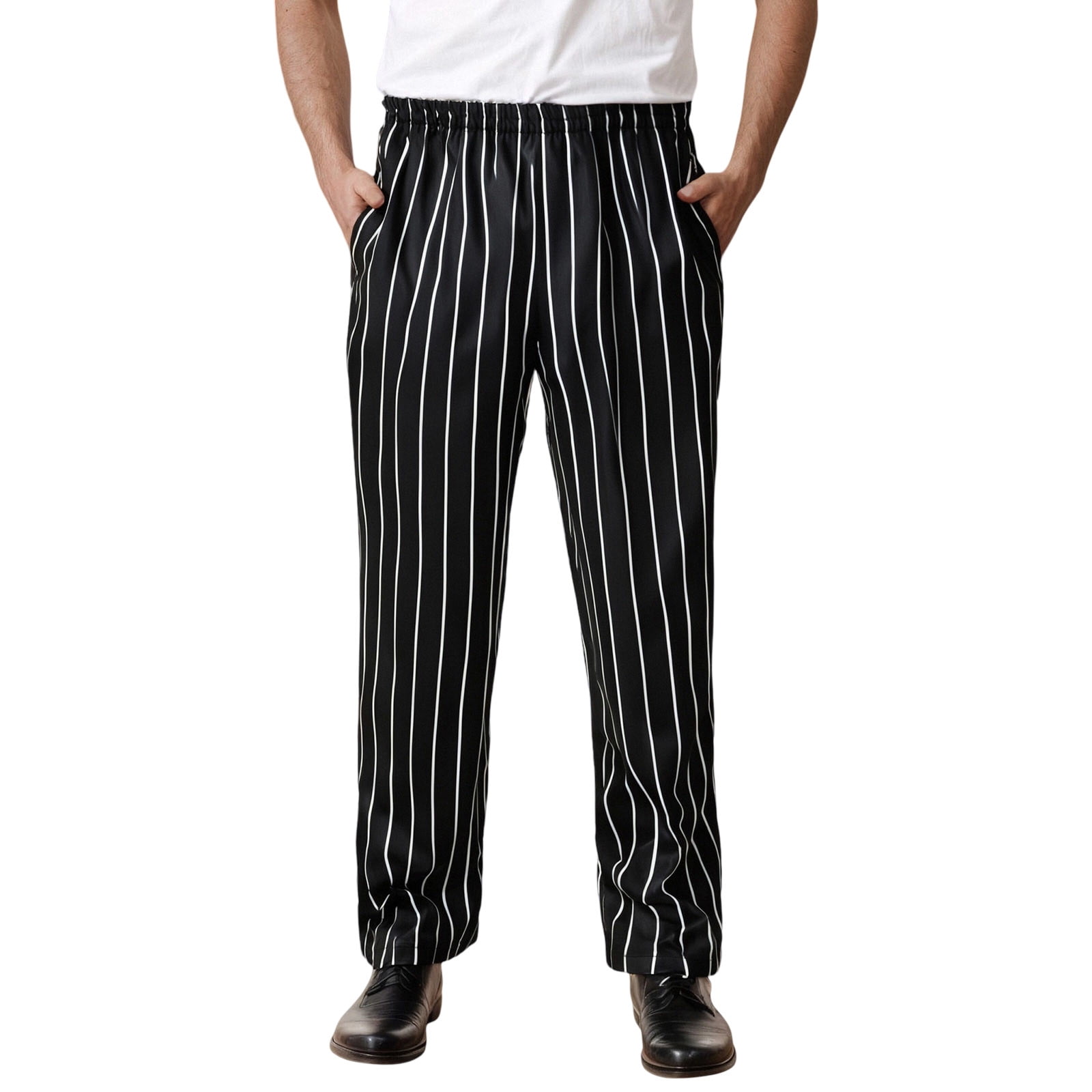 FYDUU Mens Cargo Pants Comfy Men's Chef Pants Loose Fit Striped Casual ...