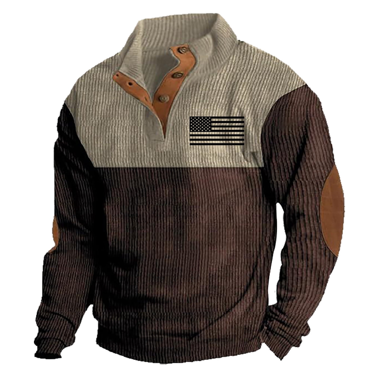 FYDUU Mens Casual Corduroy Sweatshirt Long Sleeve Stand Collar 1/4 ...