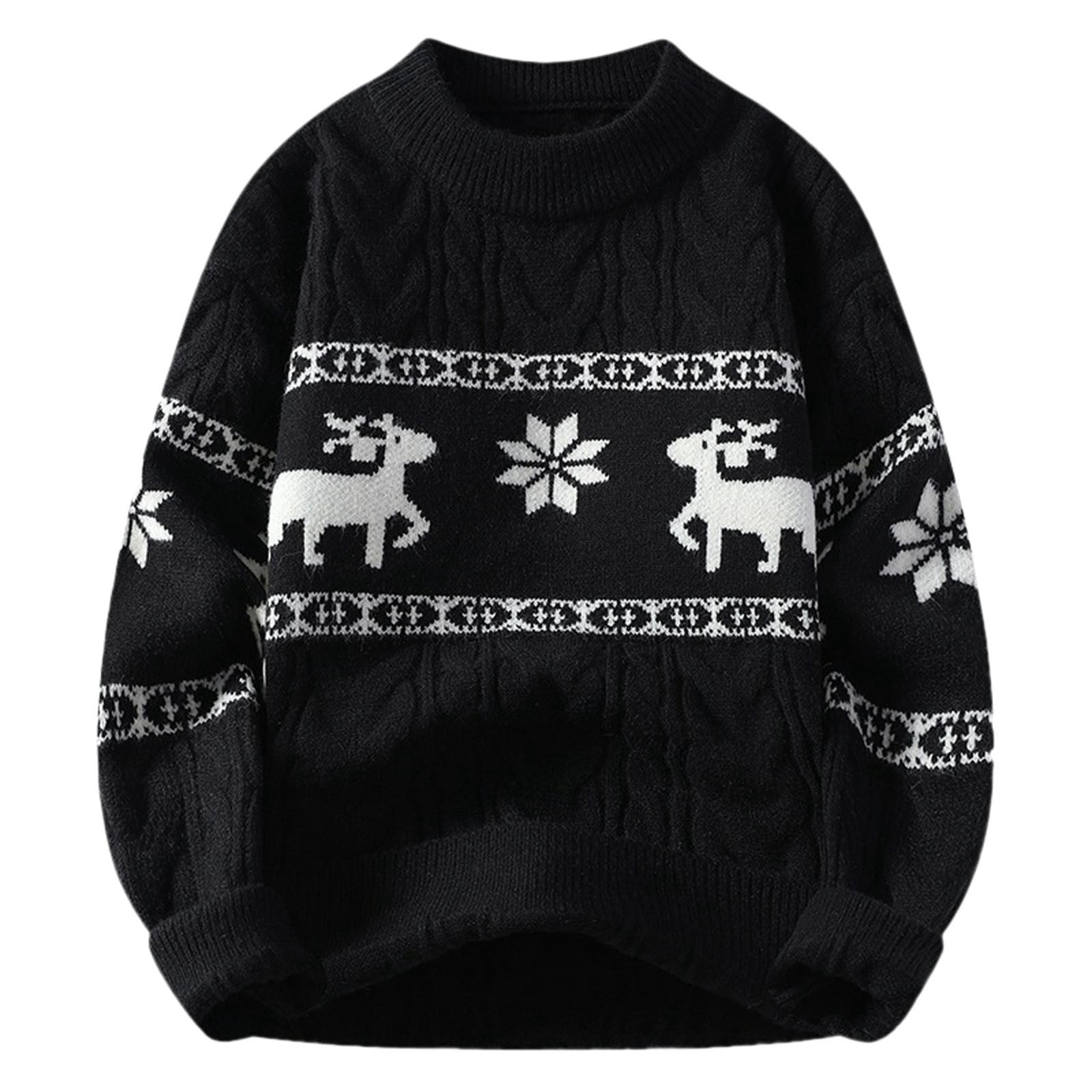 FYDUU Mens Christmas Sweater Autumn Winter Casual Sweater Knitted ...