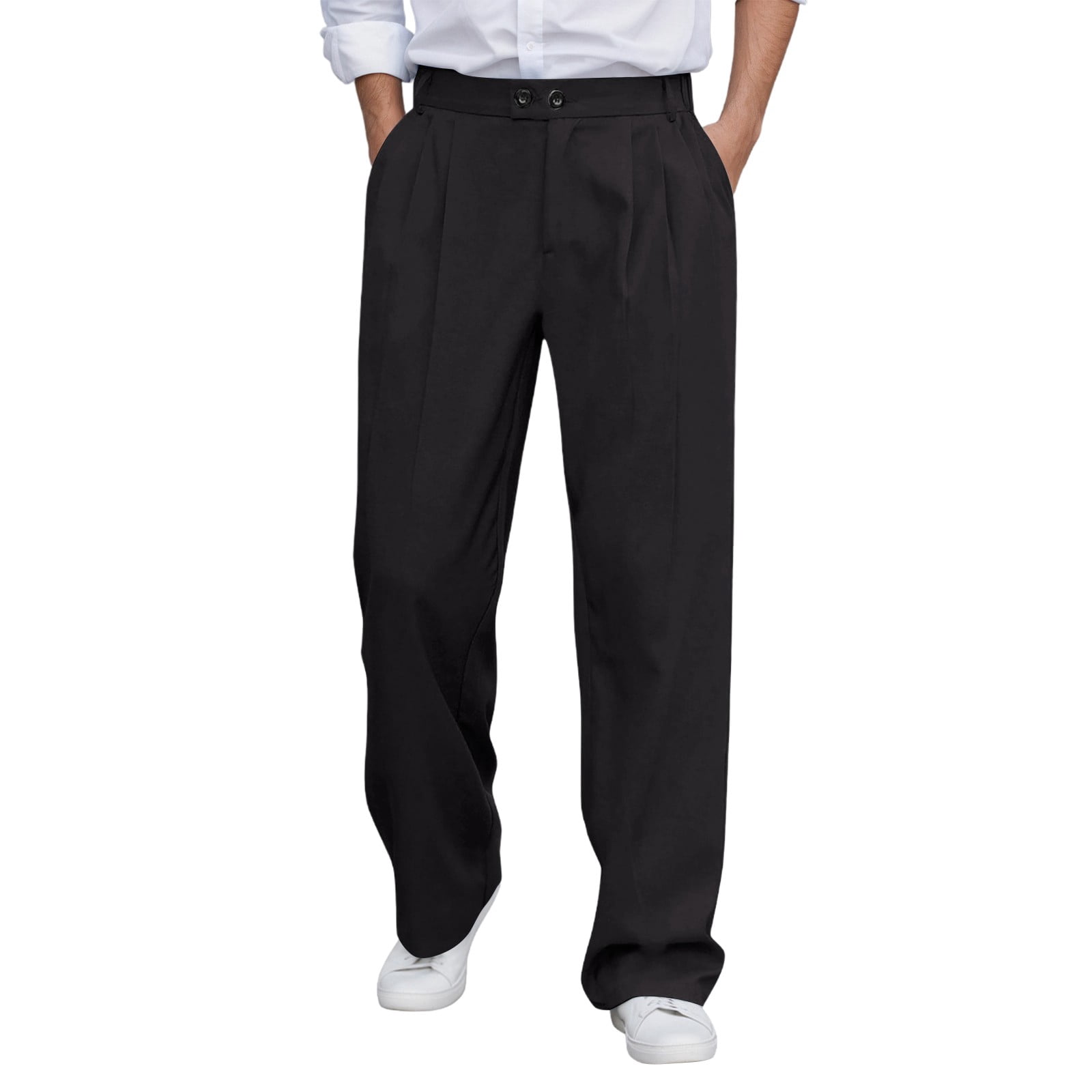 FYDUU Mens Fashion Pants Men's Modern Fit Dress Pants Flat Front ...