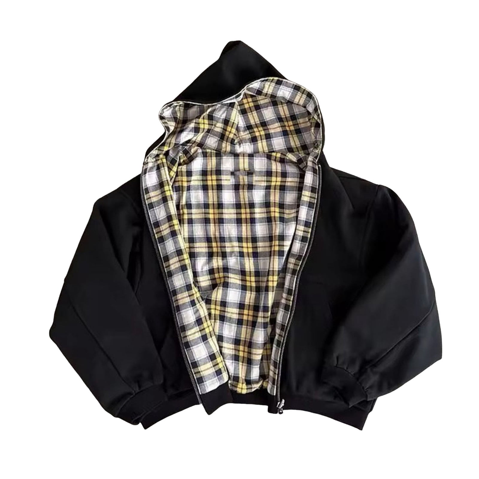 FYDUU Mens Zip Up Hooded Sweatshirt Reversible Hooded Zipper Jacket ...