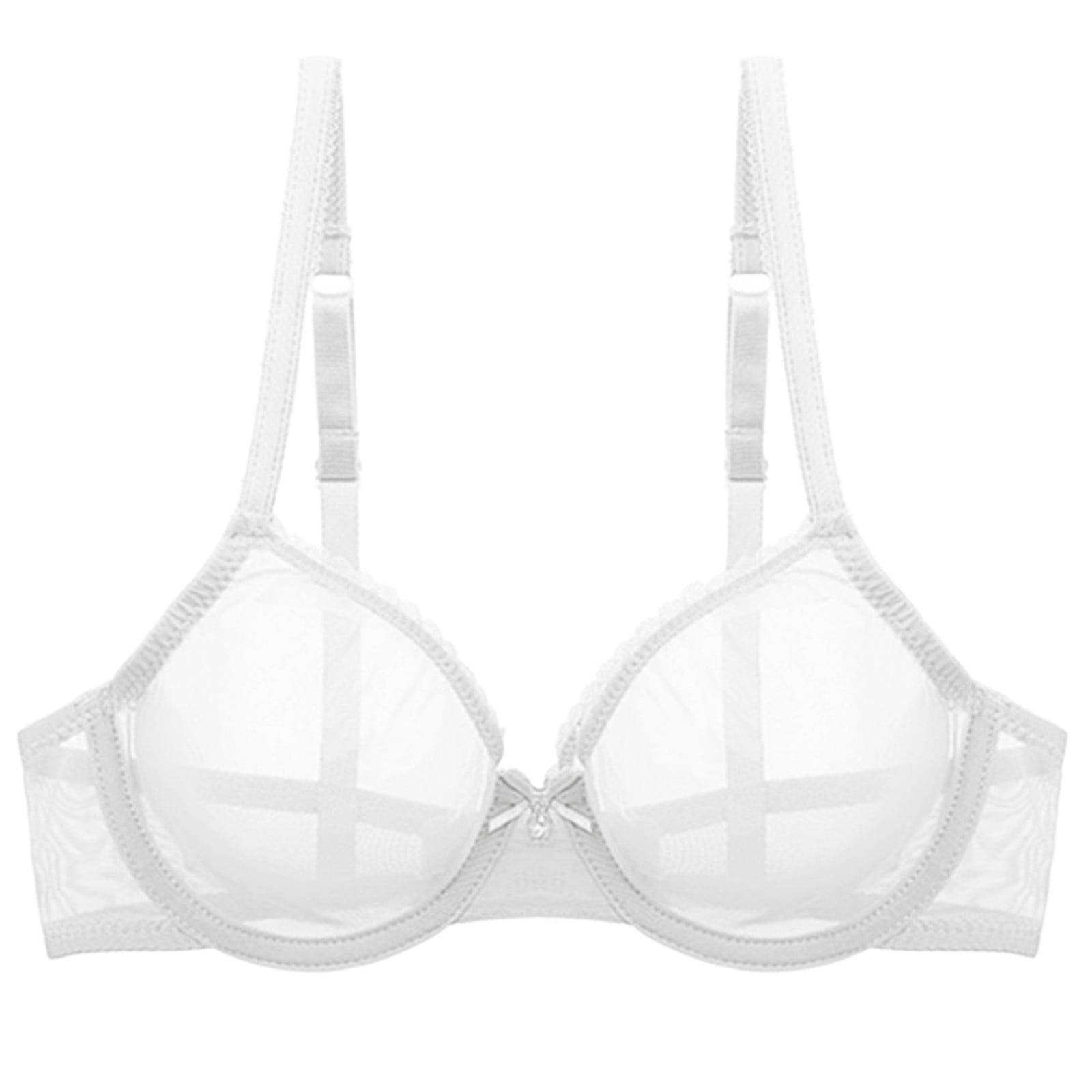 FYDUU Sheer See Through Bras For Women Soft Unlined Mesh Sexy Lace Bra ...