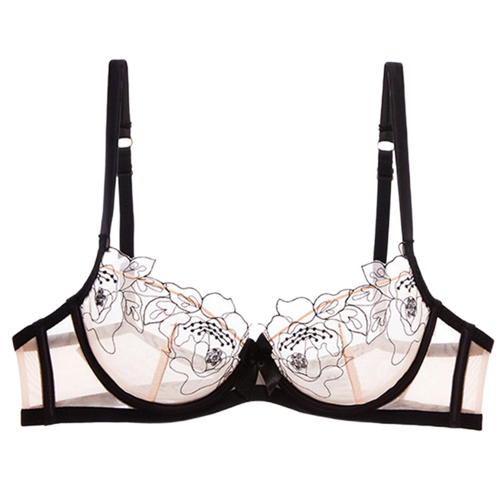 FYDUU Strapless Bras for Women Sexy Lace Bra Sheer Mesh Bras See ...