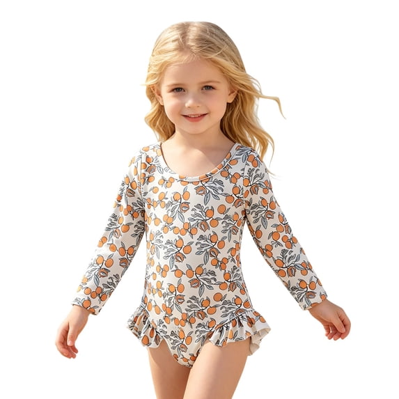FYDUU Toddler Baby Girls One Piece Swimsuits Floral Print Bathing Suit ...