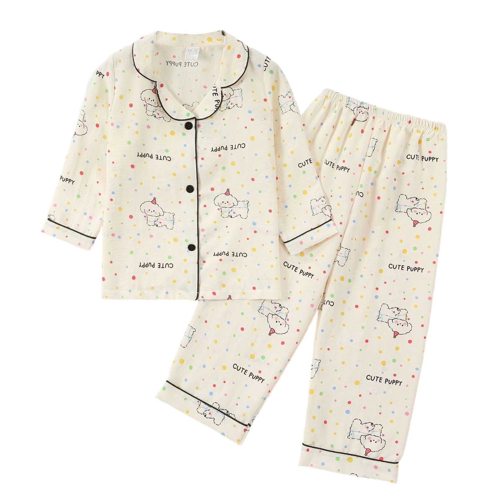 FYDUU Toddler Baby Girls Pajamas Set Long Sleeved Cartoon Printed Home ...