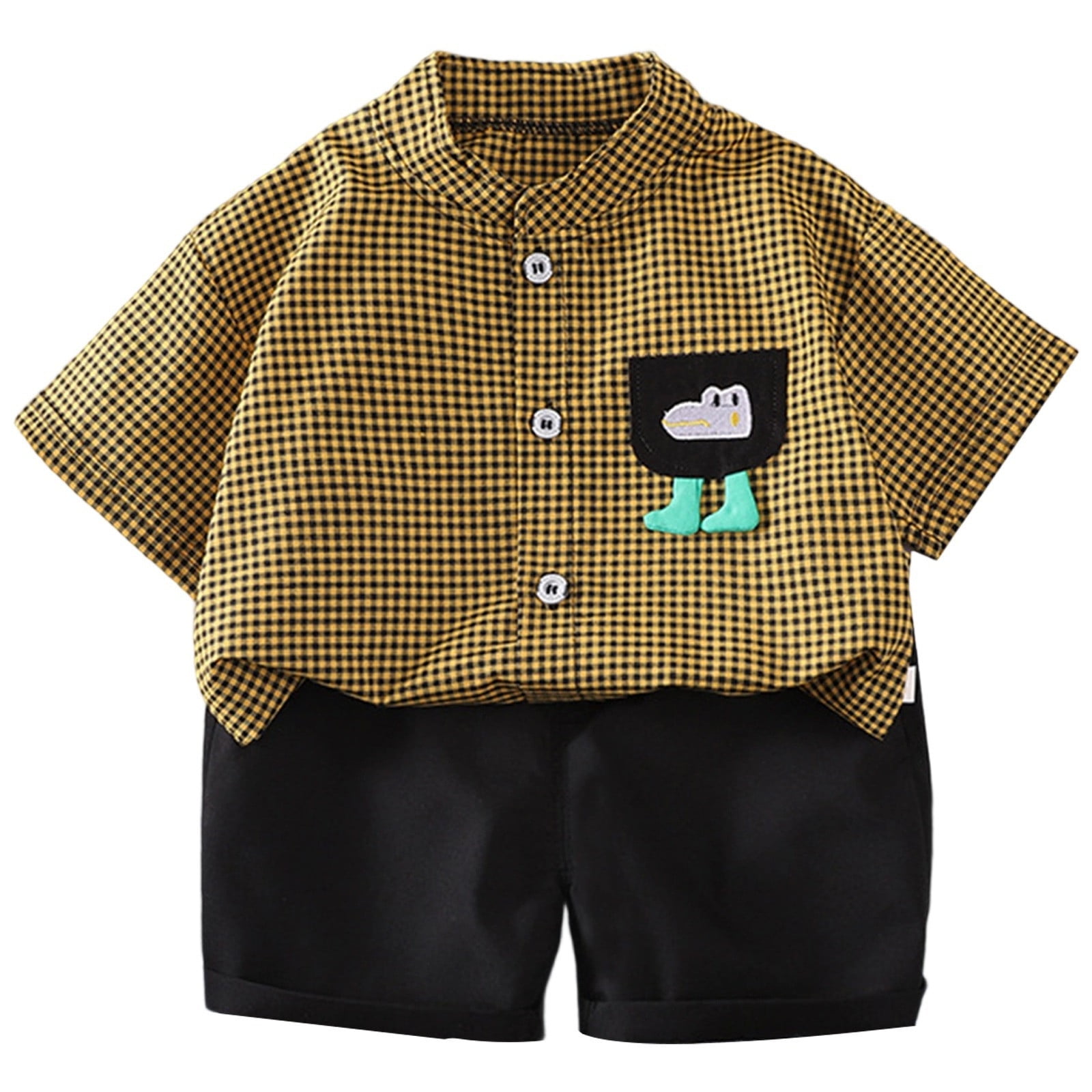 FYDUU Toddler Boy Summer Clothes Boys Casual Plaid Short Sleeve Shirts ...
