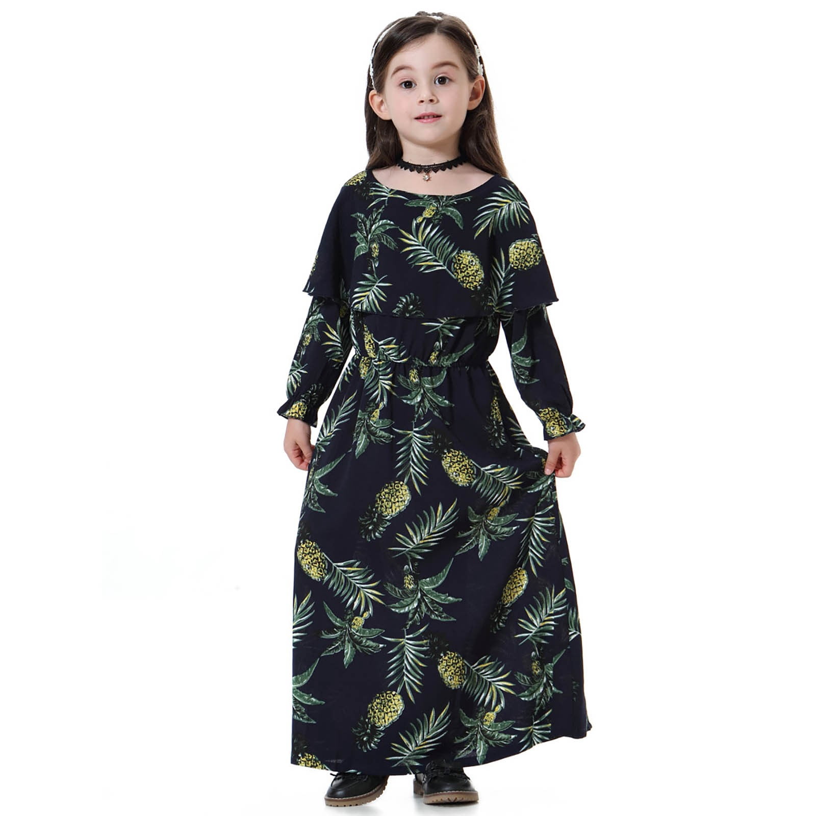 FYDUU Toddler Girls Ethnic Floral Print Long Sleeve Dress Long Robe ...