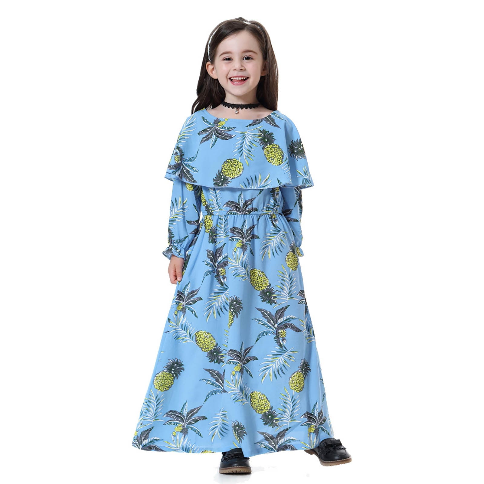 FYDUU Toddler Girls Ethnic Floral Print Long Sleeve Dress Long Robe ...