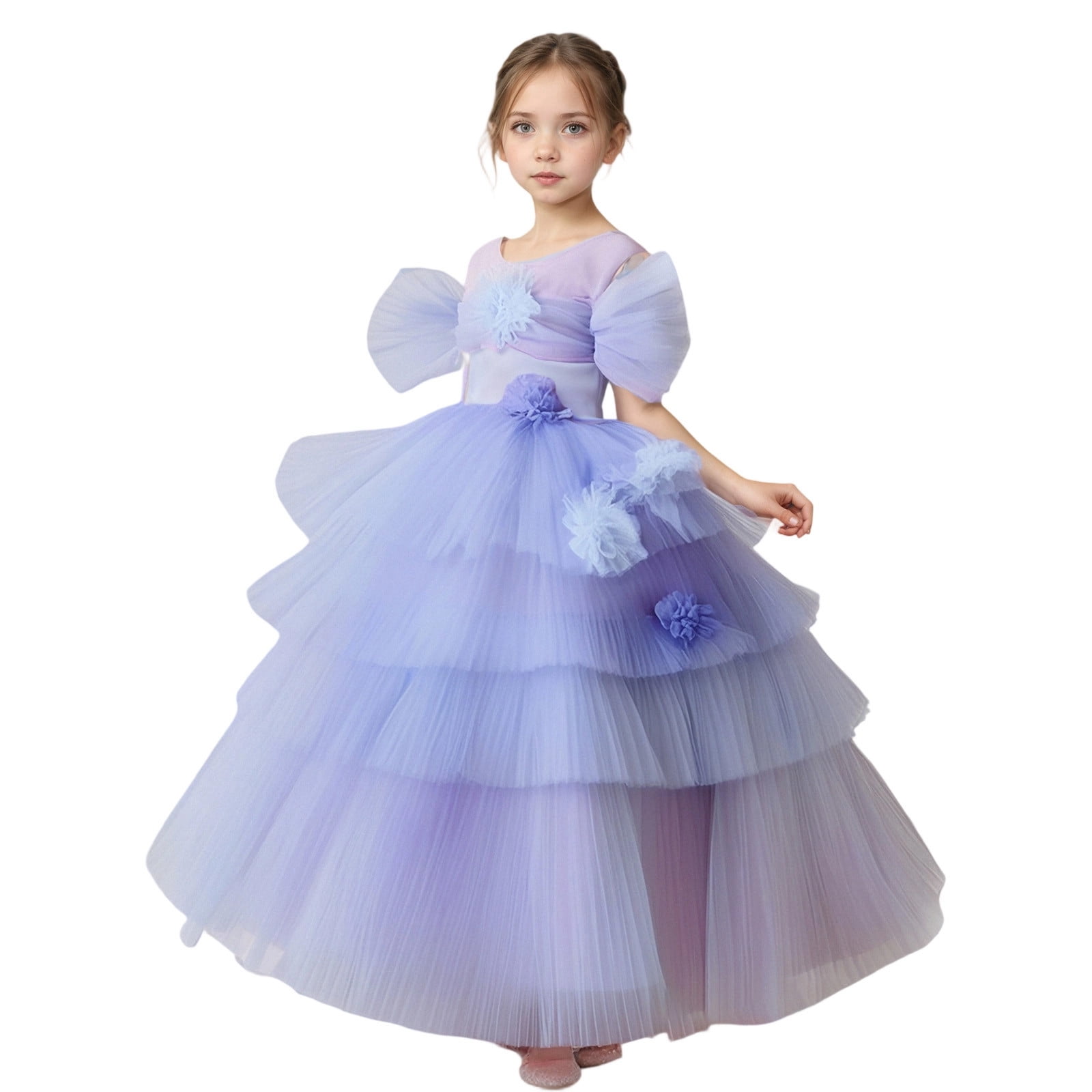 FYDUU Toddler Girls Sequin Dress Girls' Pleated Dress Off Shoulder Cake ...