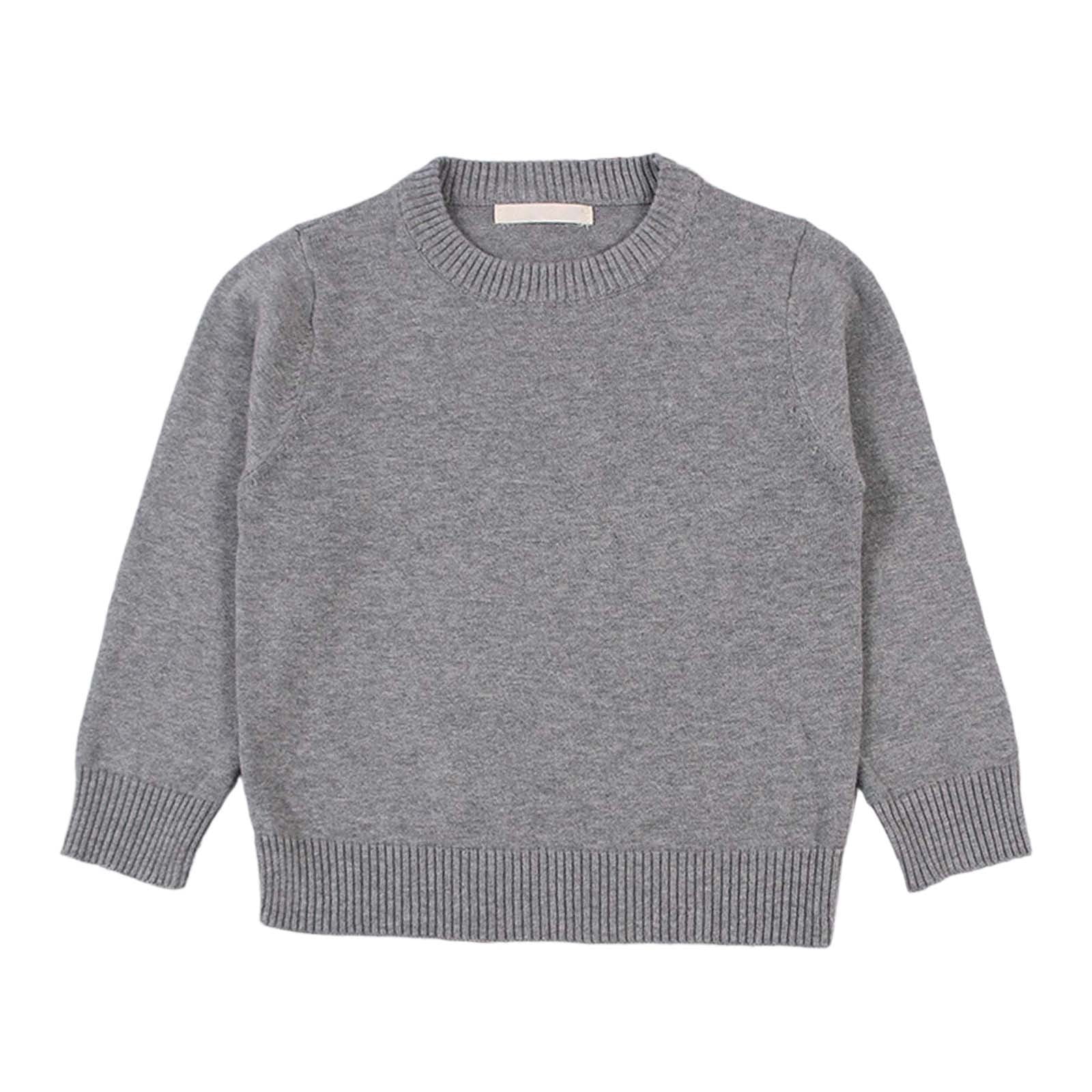 FYDUU Toddler Girls Sweaters Soft Knit Pullover Solid Color Round Neck ...