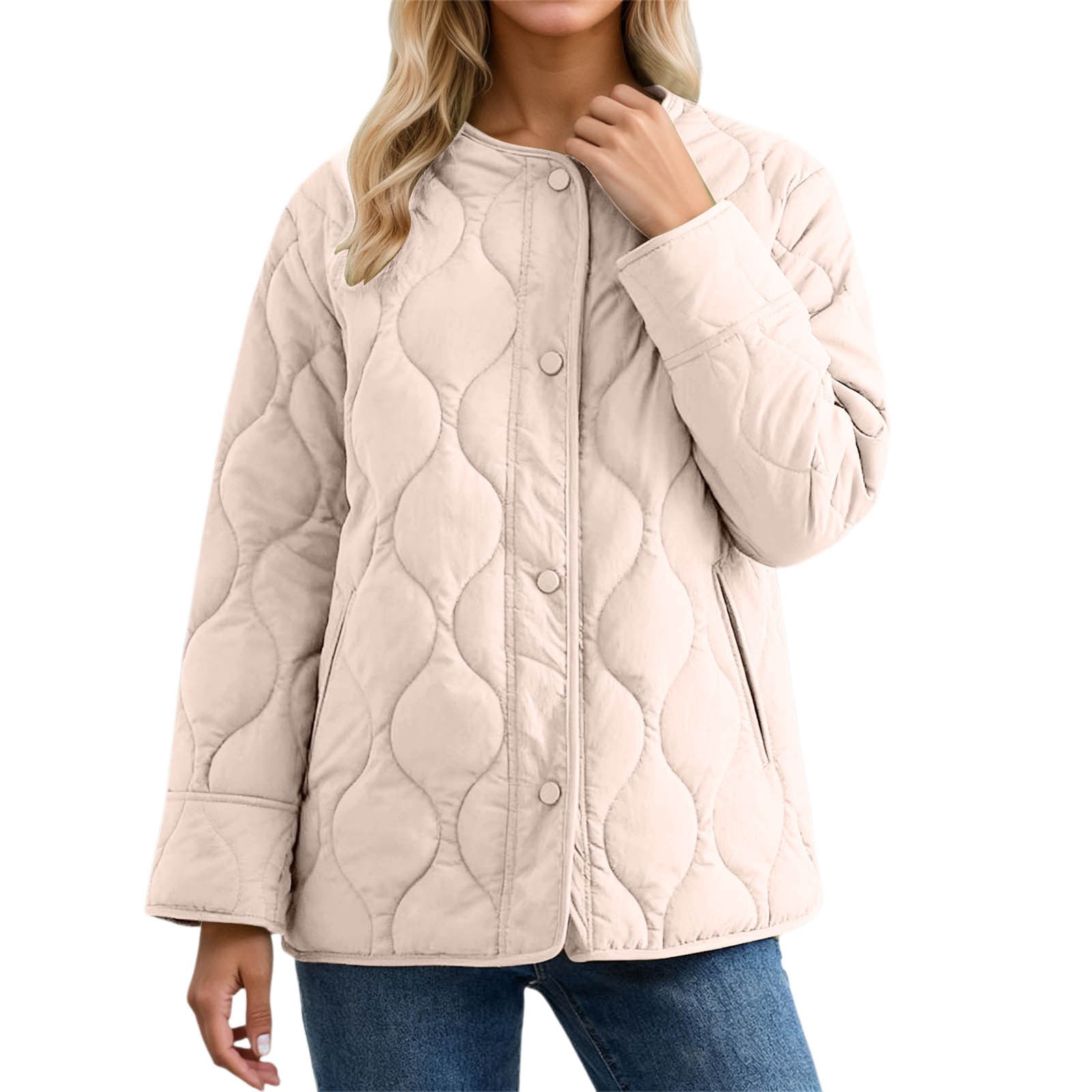 FYDUU Women's Lightweight Puffer Jacket Stand Collar Quilted Jackets ...